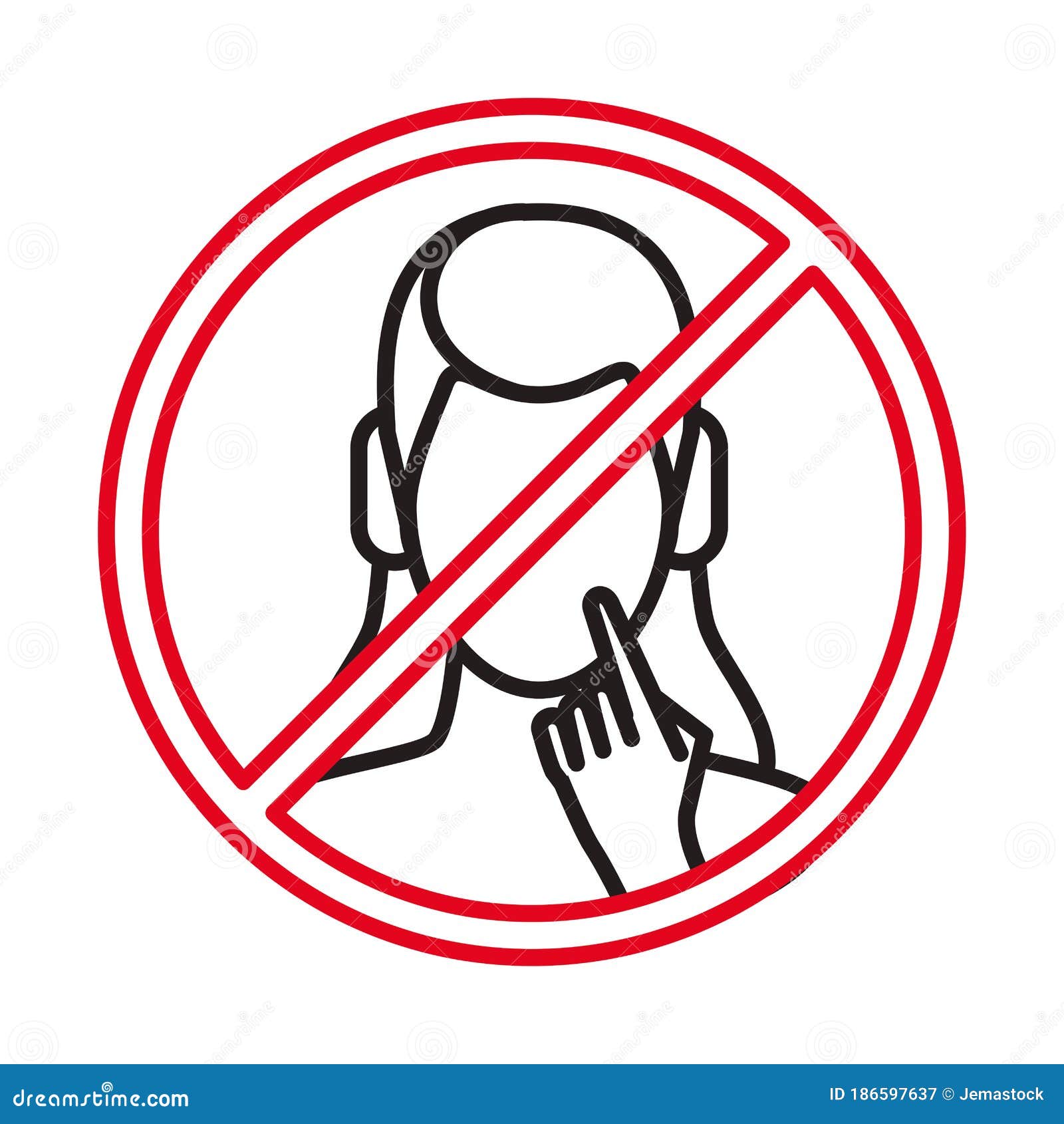 Dont Touch Face Line Style Icon Stock Vector - Illustration of sign ...