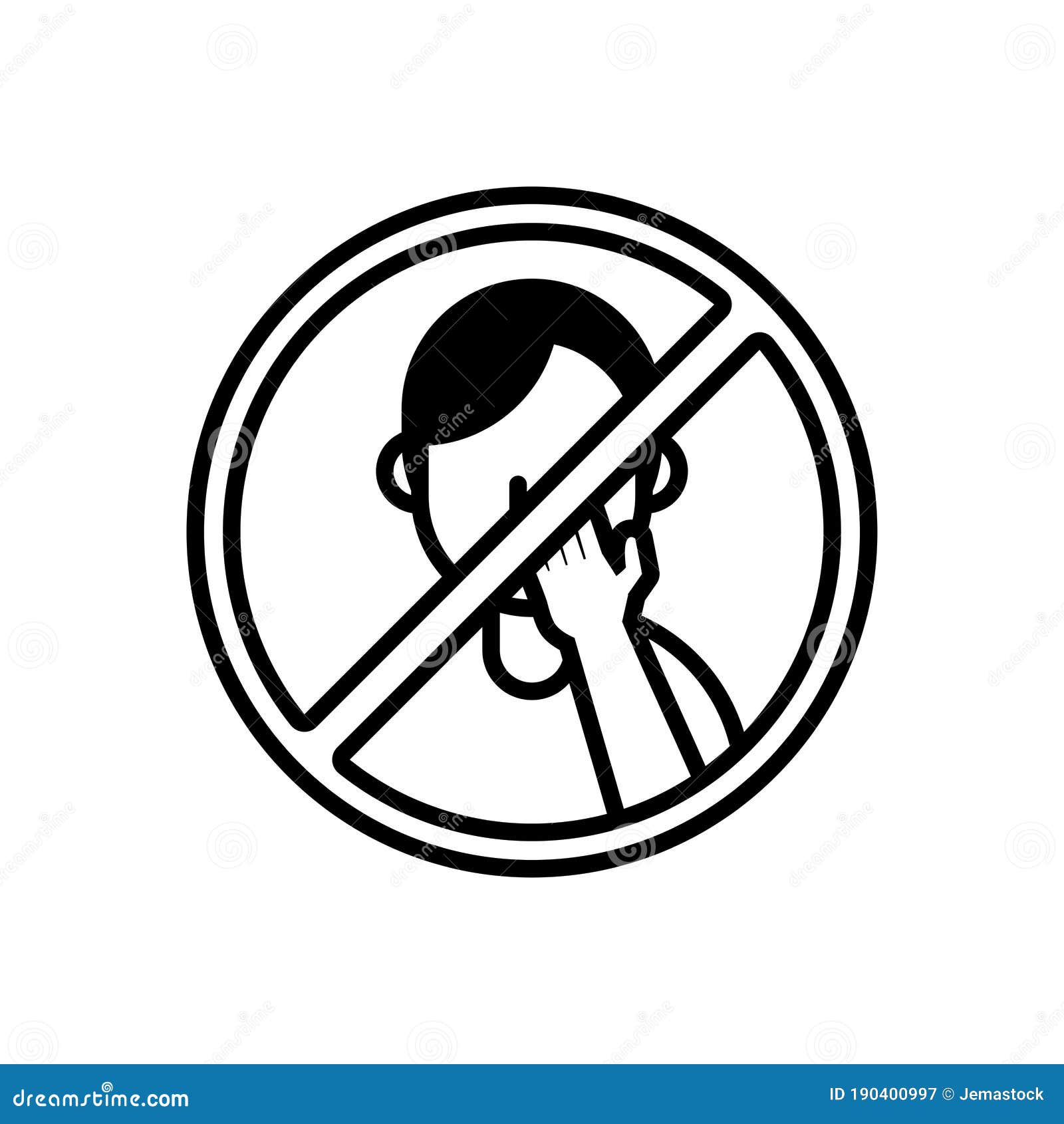 Dont Touch Face Line Style Icon Stock Vector - Illustration of care ...