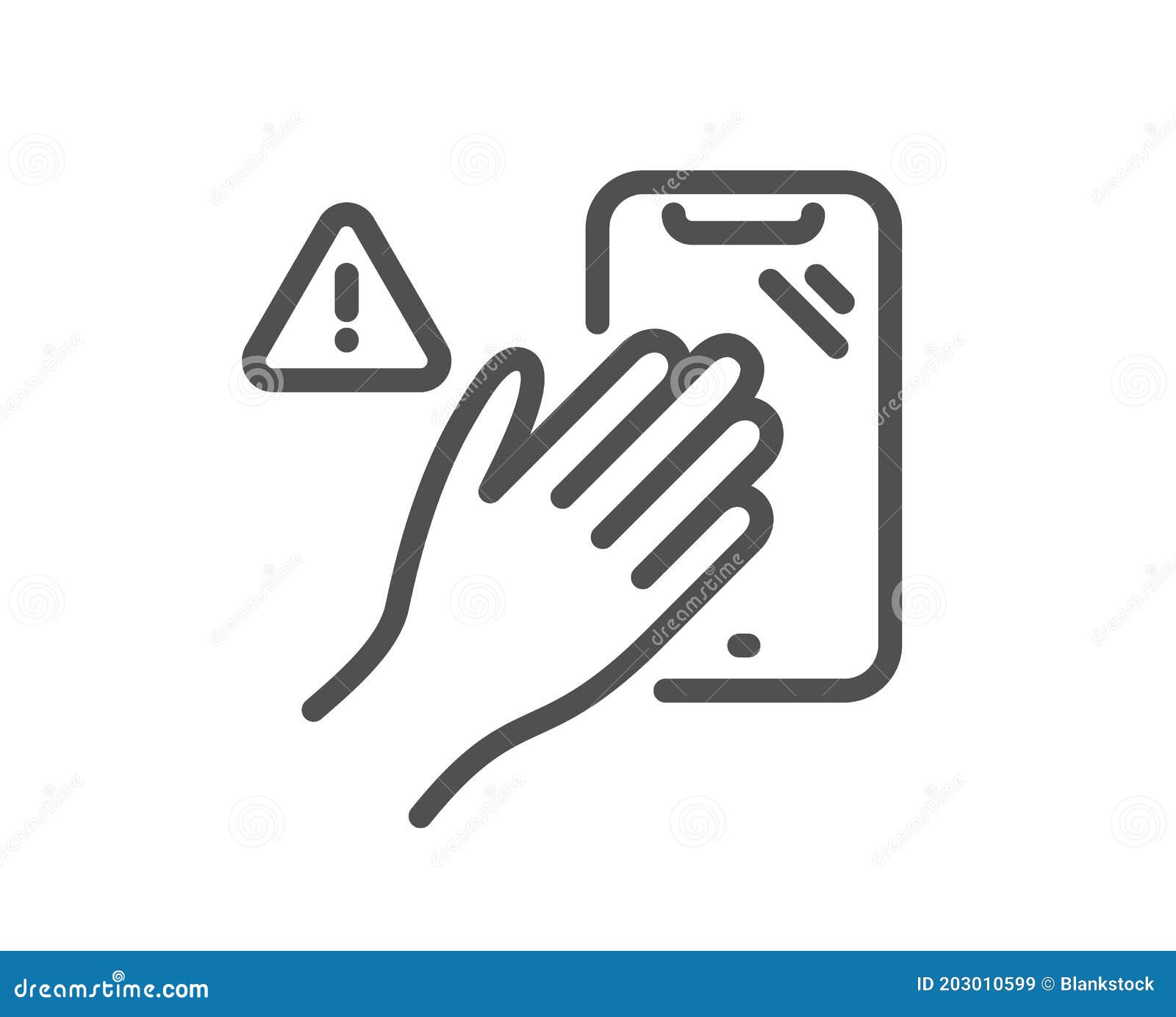 Dont Touch Phone Line Icon. Hand Warning Sign. Vector Stock Vector ...