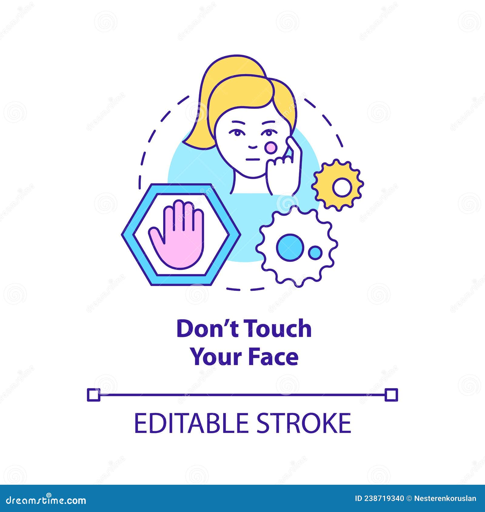 Dont Touch Your Face Concept Icon Stock Illustration - Illustration of ...