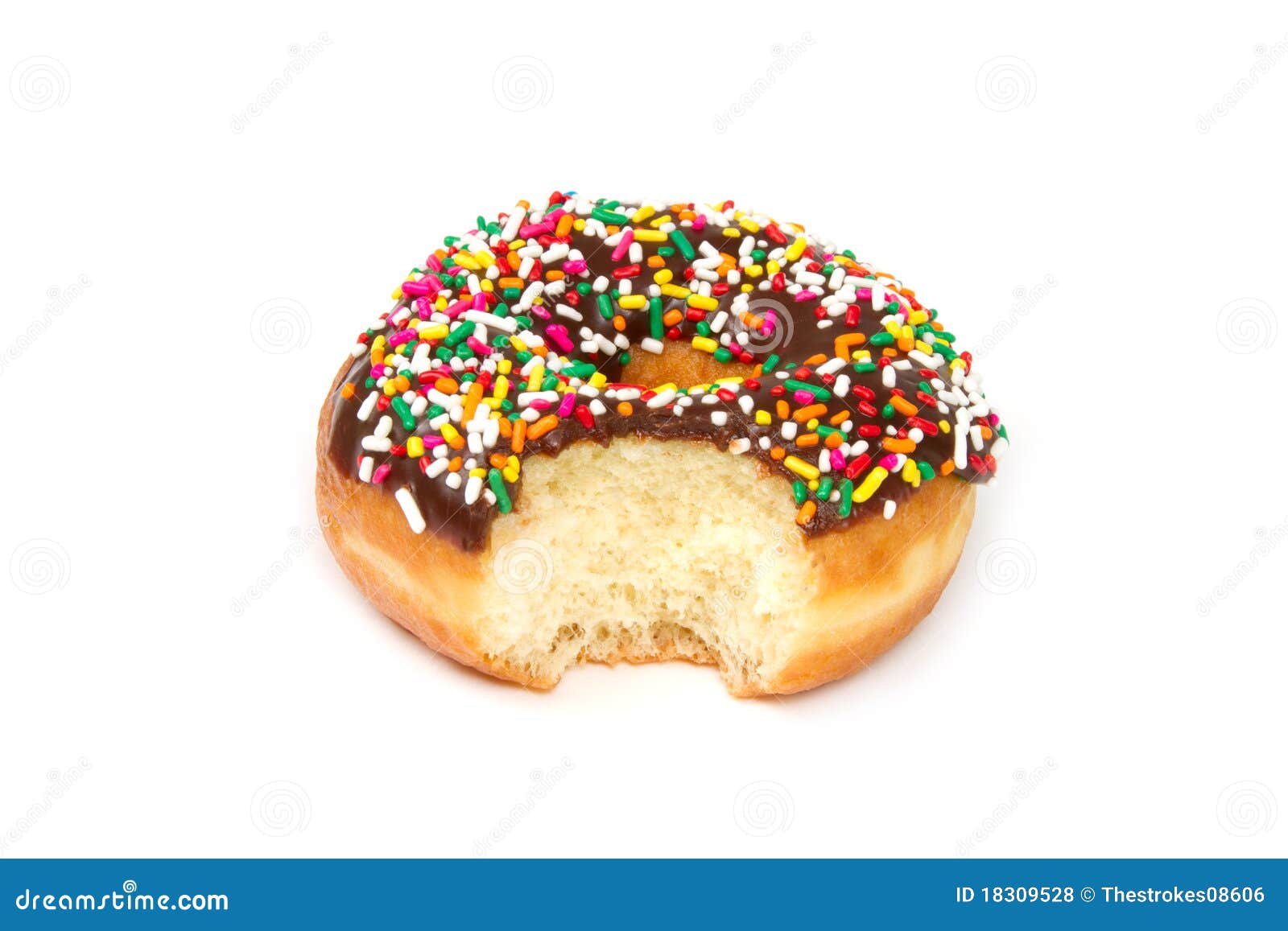 Donut with Bite Missing Isolated on White Stock Photo - Image of icing ...