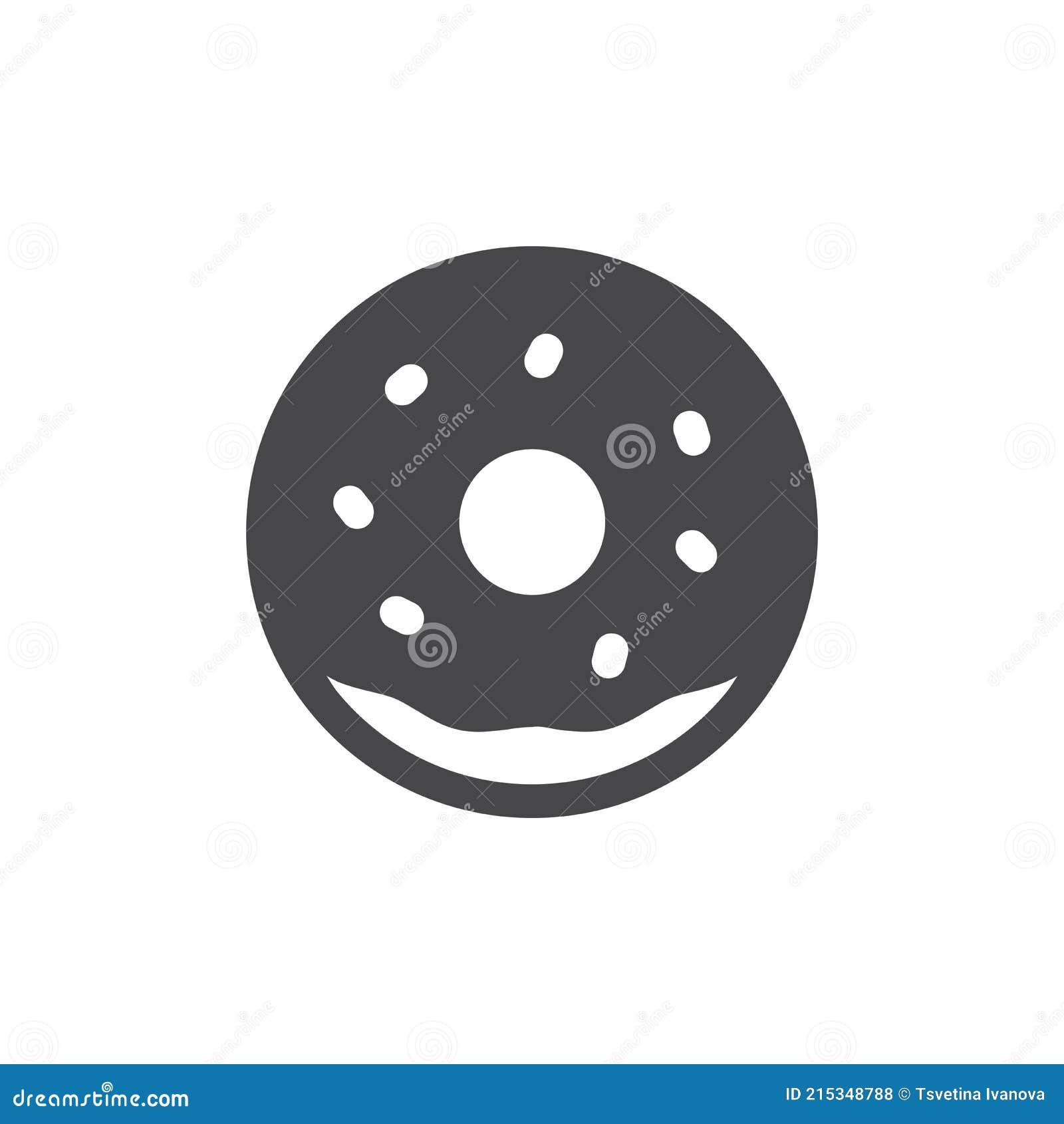 Donut Black Vector Icon. Doughnut with Sprinkles Glyph Symbol Stock ...
