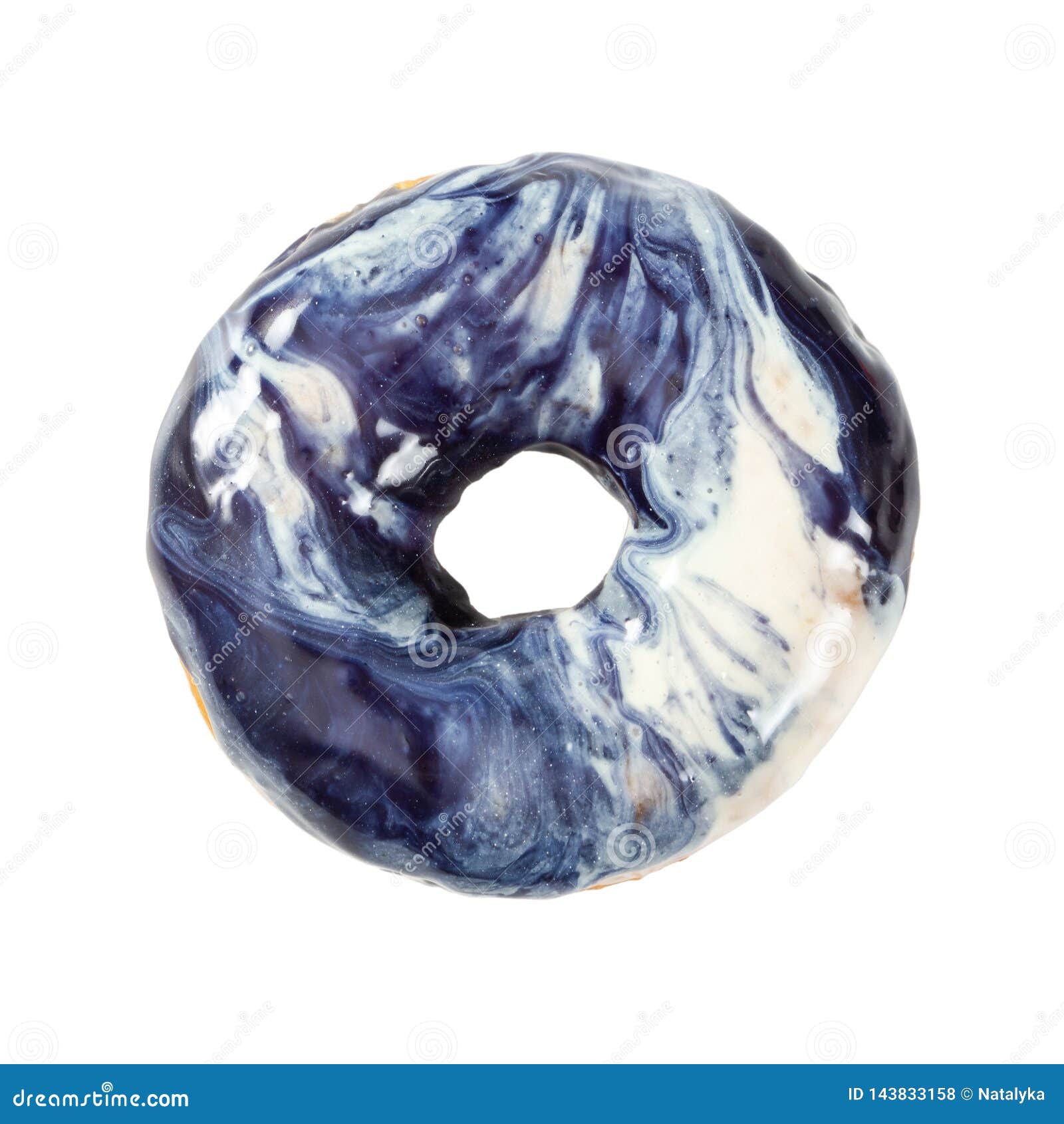 Donut with Blue Cosmic Icing Isolated on White Stock Photo - Image of ...