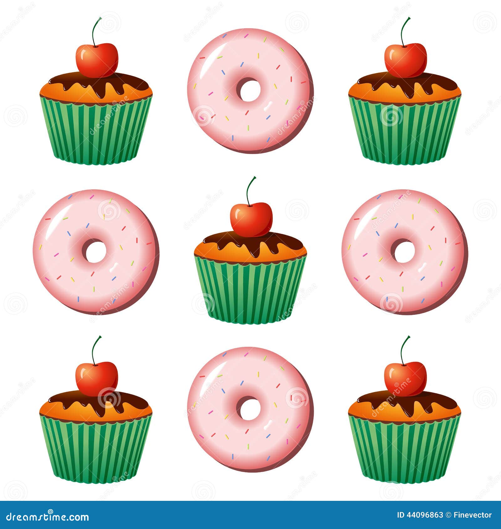 Donut and Cake Color Vector Illustration. Stock Vector - Illustration ...