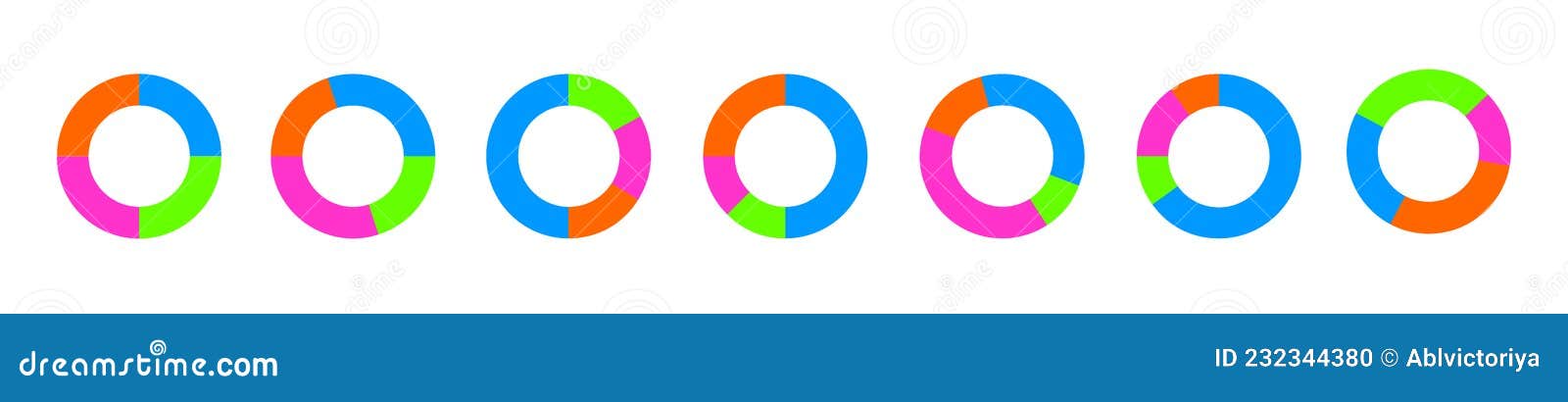 Donut Chart Examples. Circle Diagrams Divided In 4 Sections Of ... Donut Chart Examples. Circle Diagrams Divided In 4 Sections Of ...