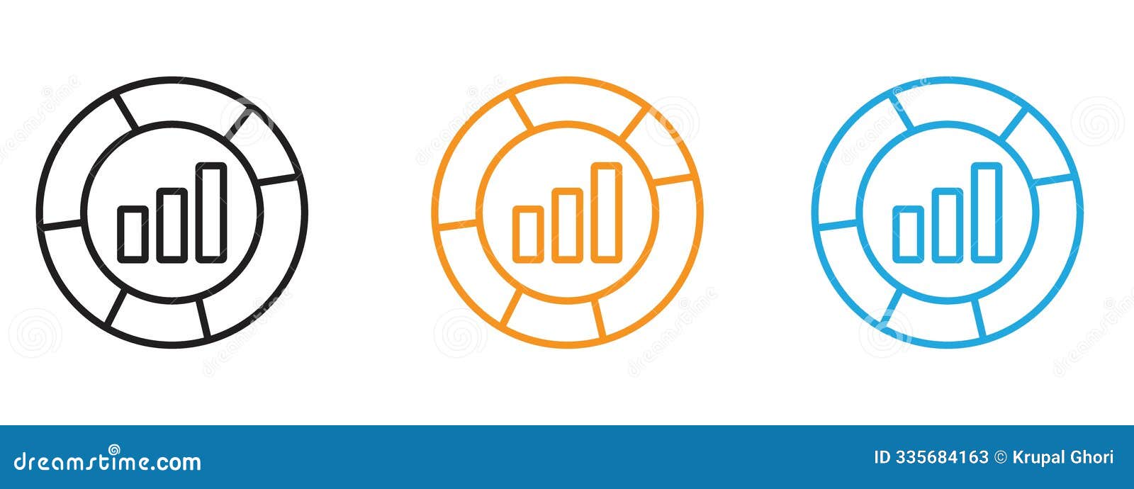 Donut Chart Icon Thin Line Illustration Set Stock Vector - Illustration ...