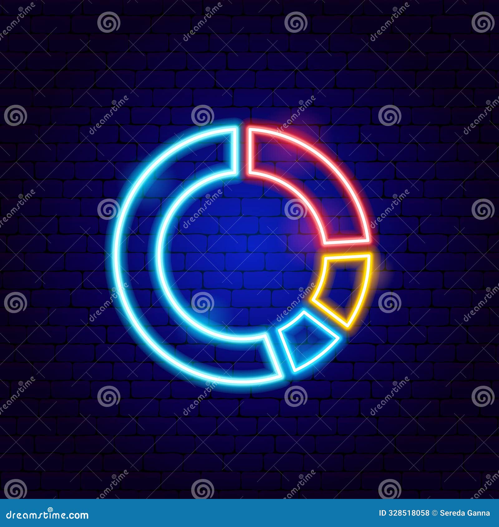 Donut Chart Section Neon Sign Stock Illustration - Illustration of ...
