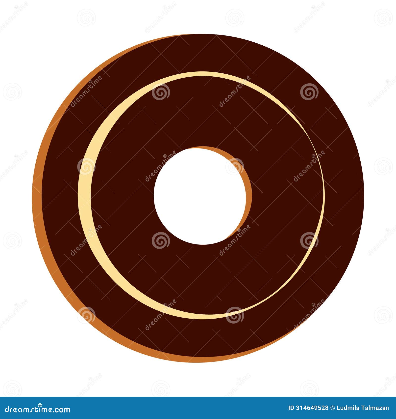 Donut with Chocolate Glaze, Vector Drawing Stock Photo - Illustration ...