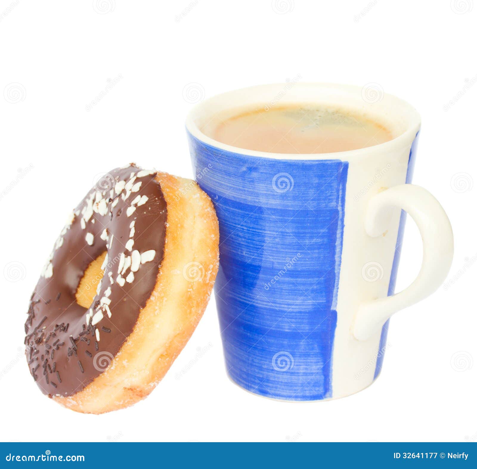 Donut with coffee mug stock image. Image of brown, chocolate - 32641177