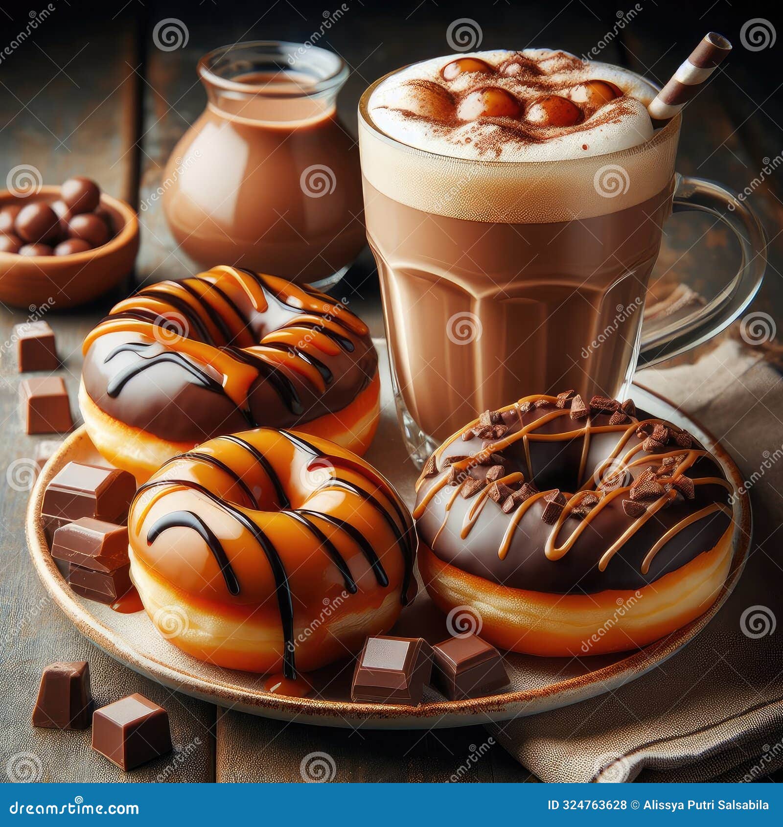 Donut and Coffee on Table 3d Rendering Realistic Design Stock ...
