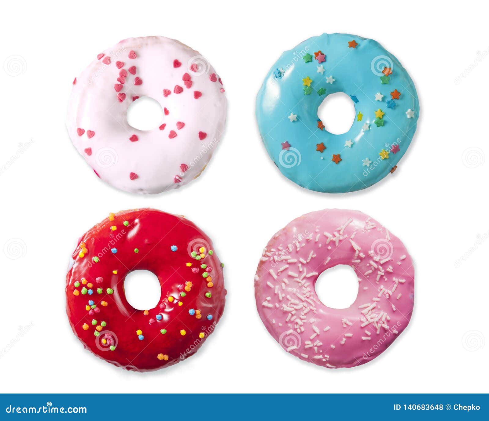 Donut with Colorful Sprinkles Isolated on White Background. Top View ...