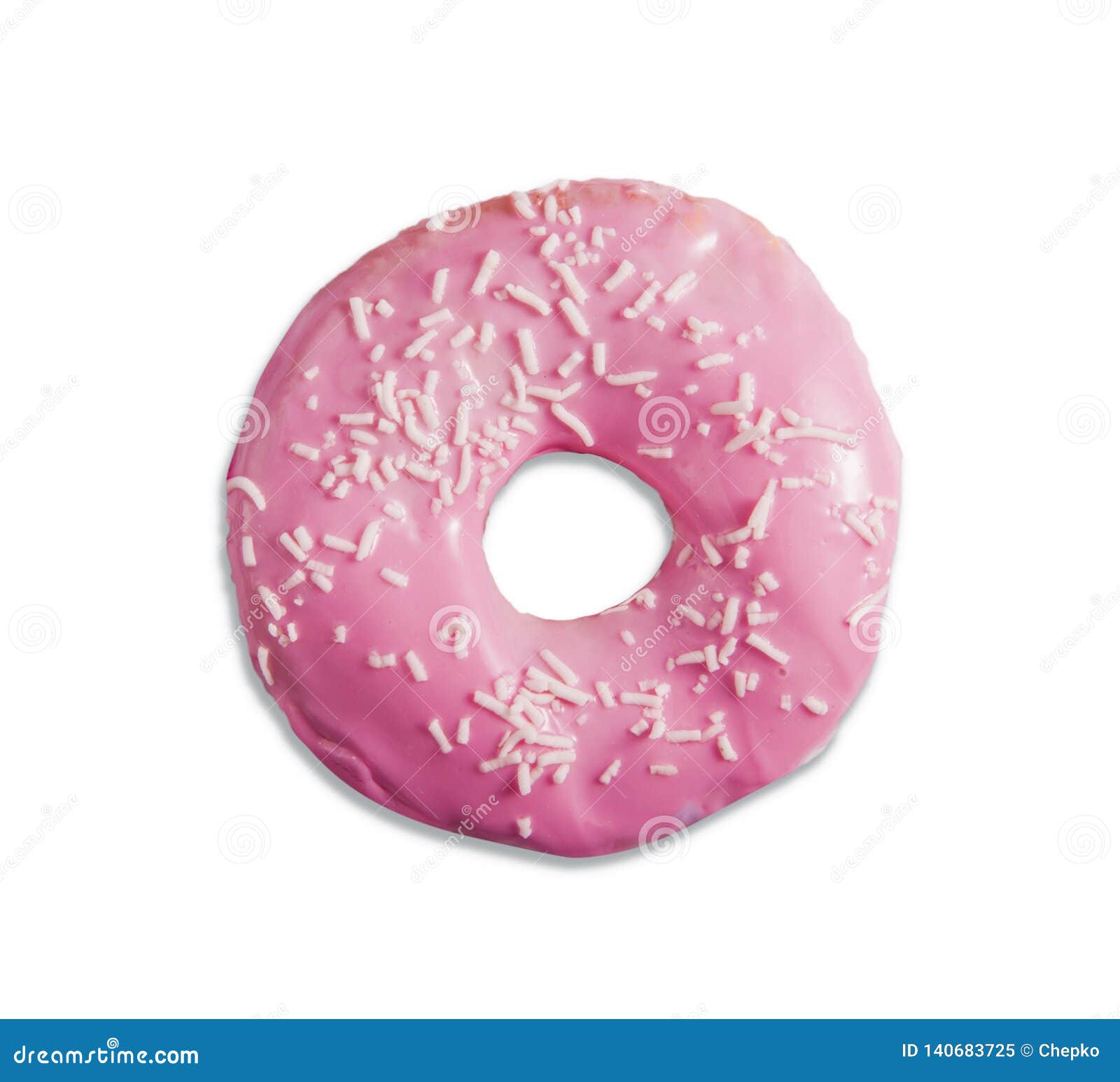 Donut with Colorful Sprinkles Isolated on White Background. Top View ...