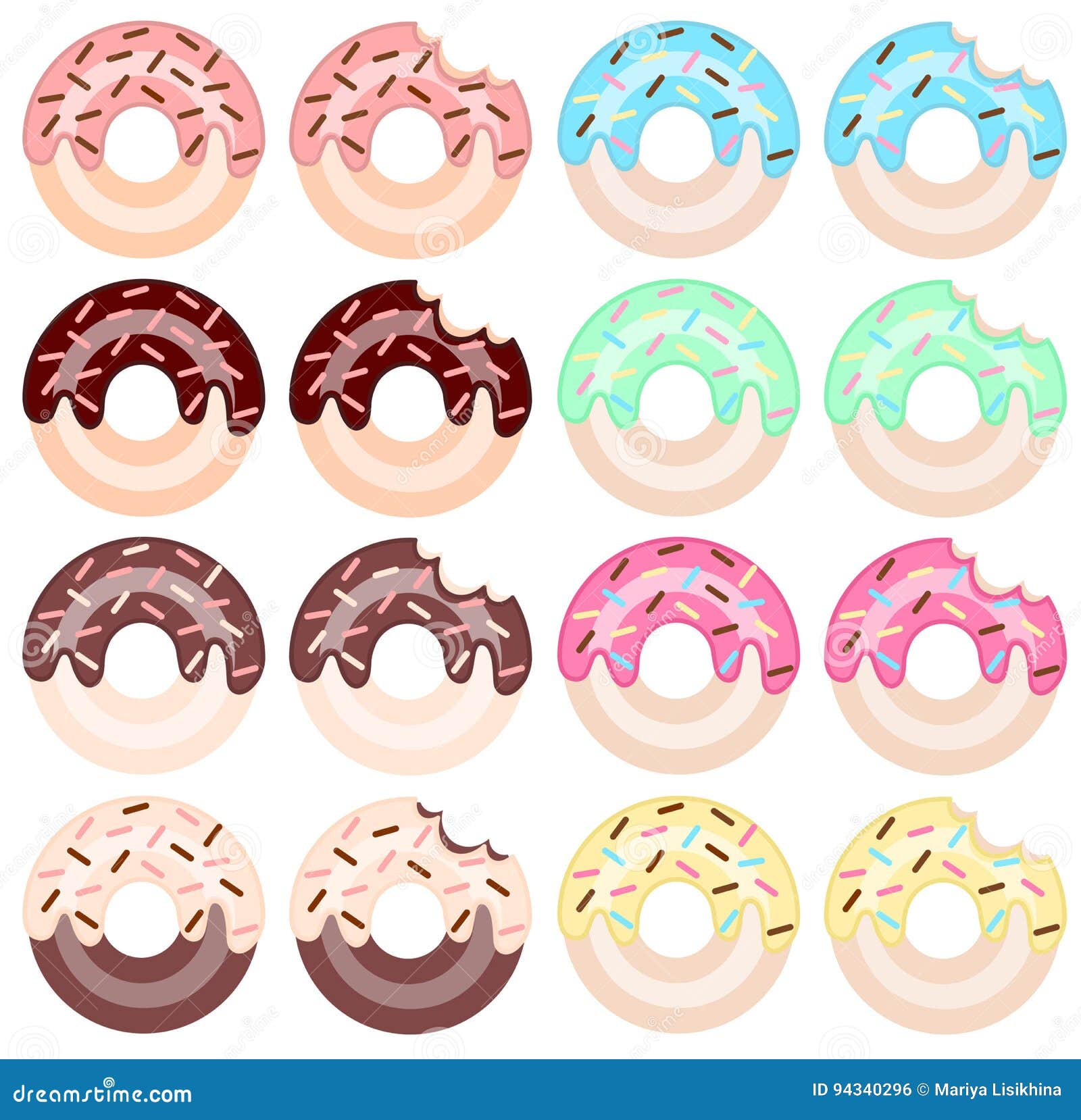Donut 8 colors. Vector EPS stock vector. Illustration of vector - 94340296