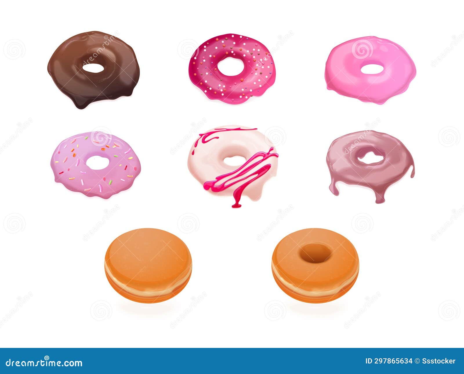 Donut Constructor. Realistic Different Donuts Glaze Creation Kit ...