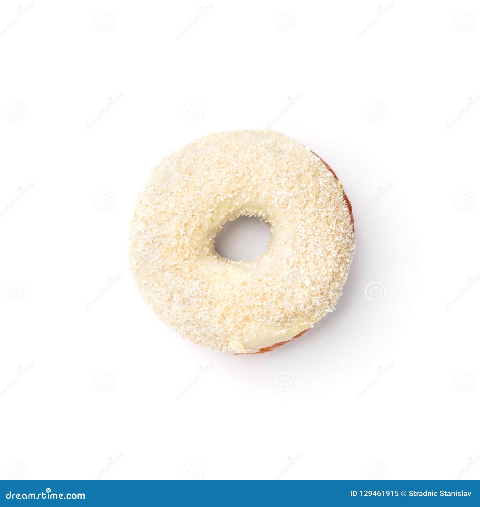 Donut with Cream and Coconut. Top View Stock Image - Image of doughnut ...