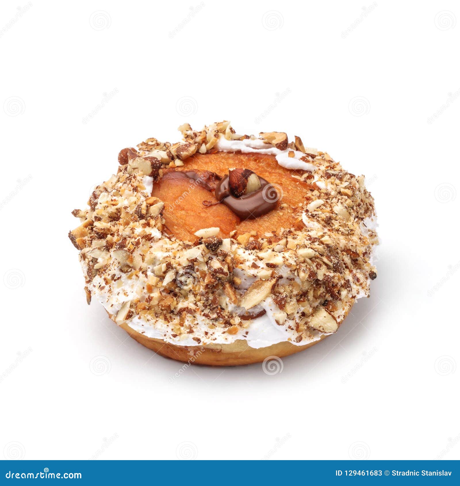 Donut with Cream and Hazelnut Core. View from a Forty-five Degree Angle ...