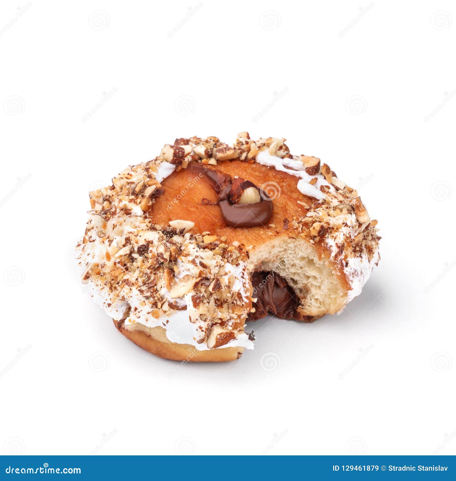 Donut with Cream and Hazelnut Core. View from a Forty-five Degree Angle ...