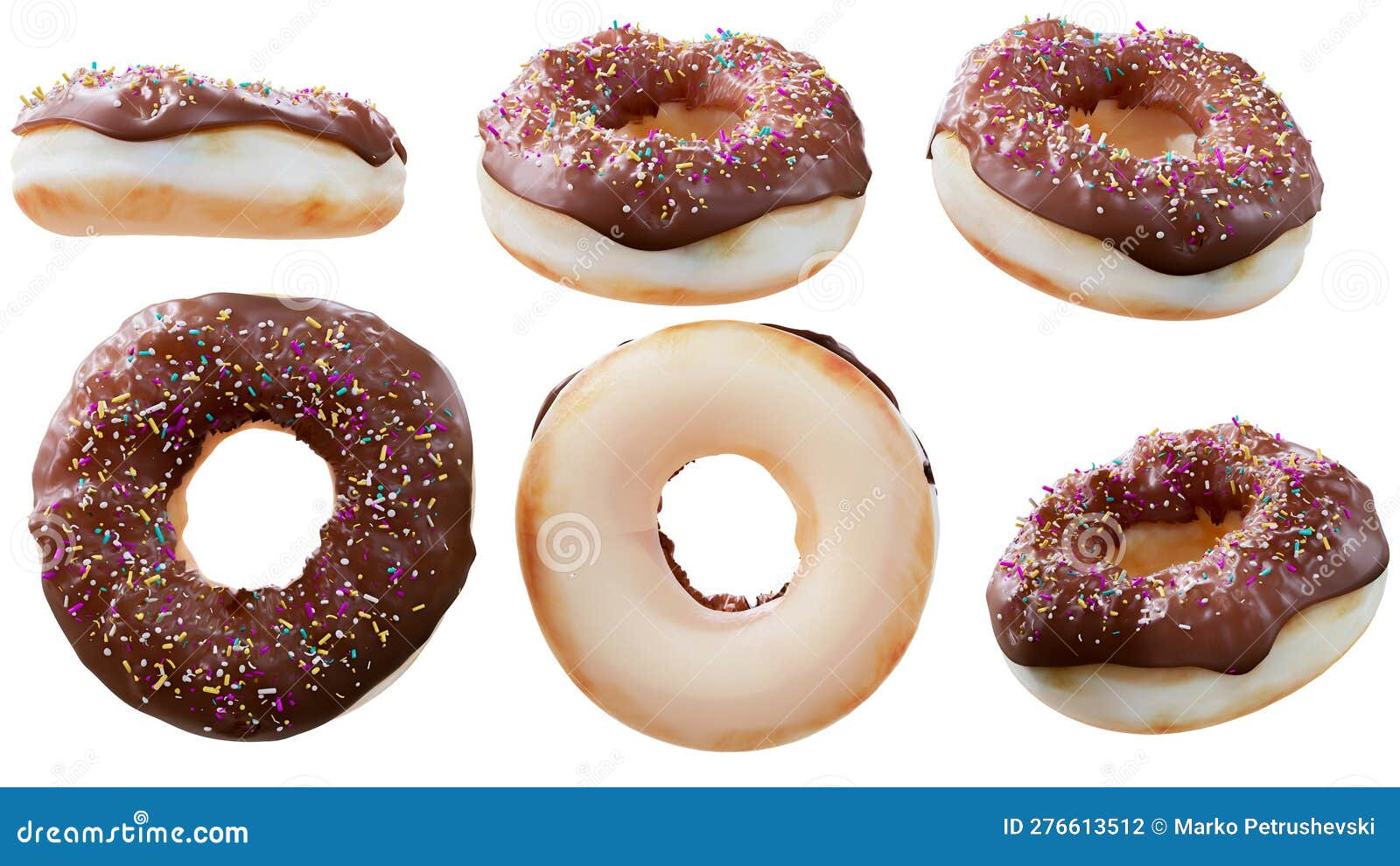 Donut from Different Angles Isolated on White Background High Quality ...