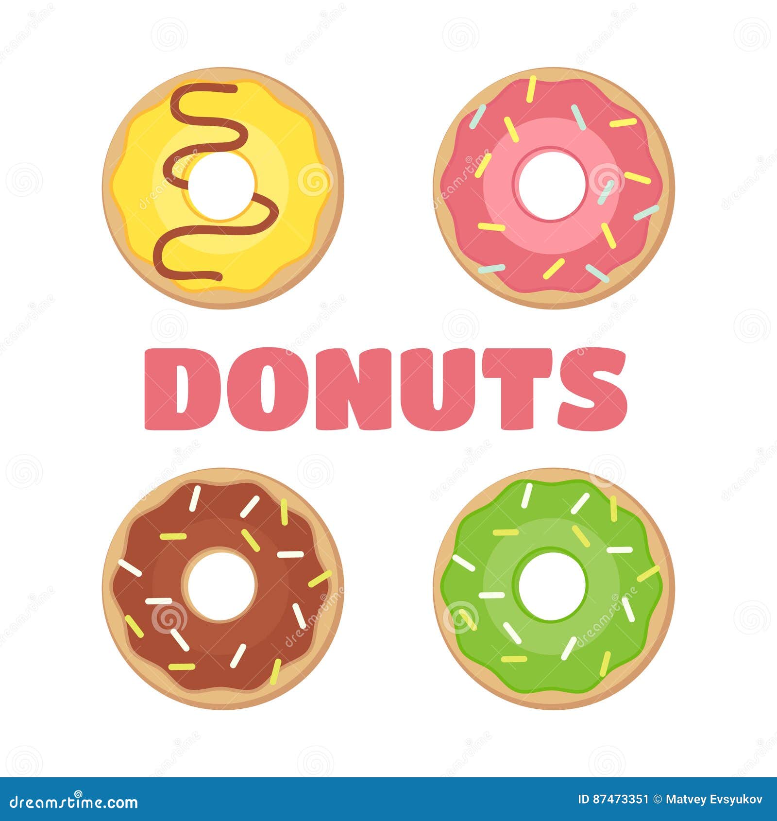 Donut . Donuts Flat Illustration. Donuts Isolated Icon Stock Illustration - Illustration of ...