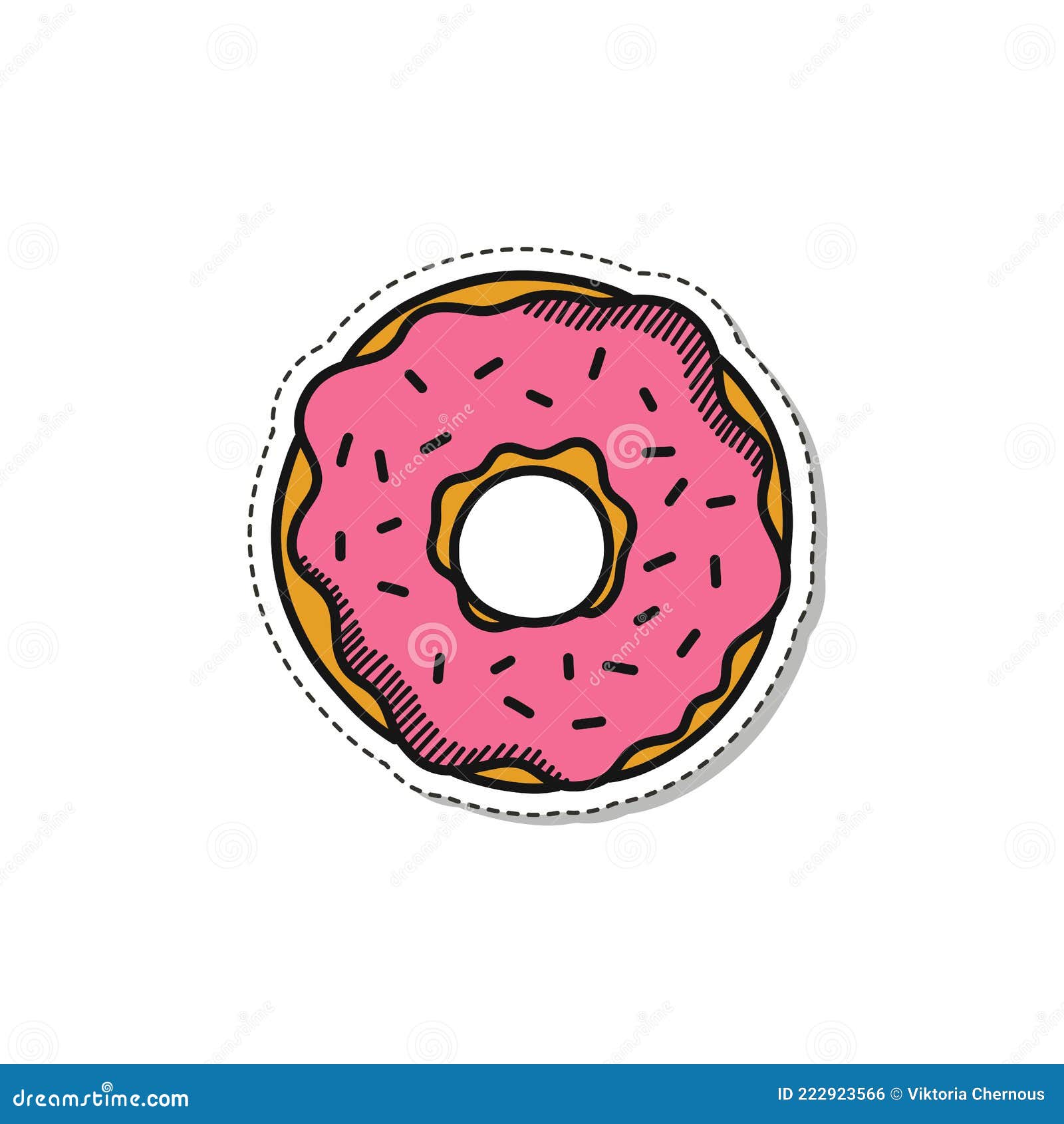 Donut Doodle Sticker Icon, Vector Color Line Illustration Stock Vector ...