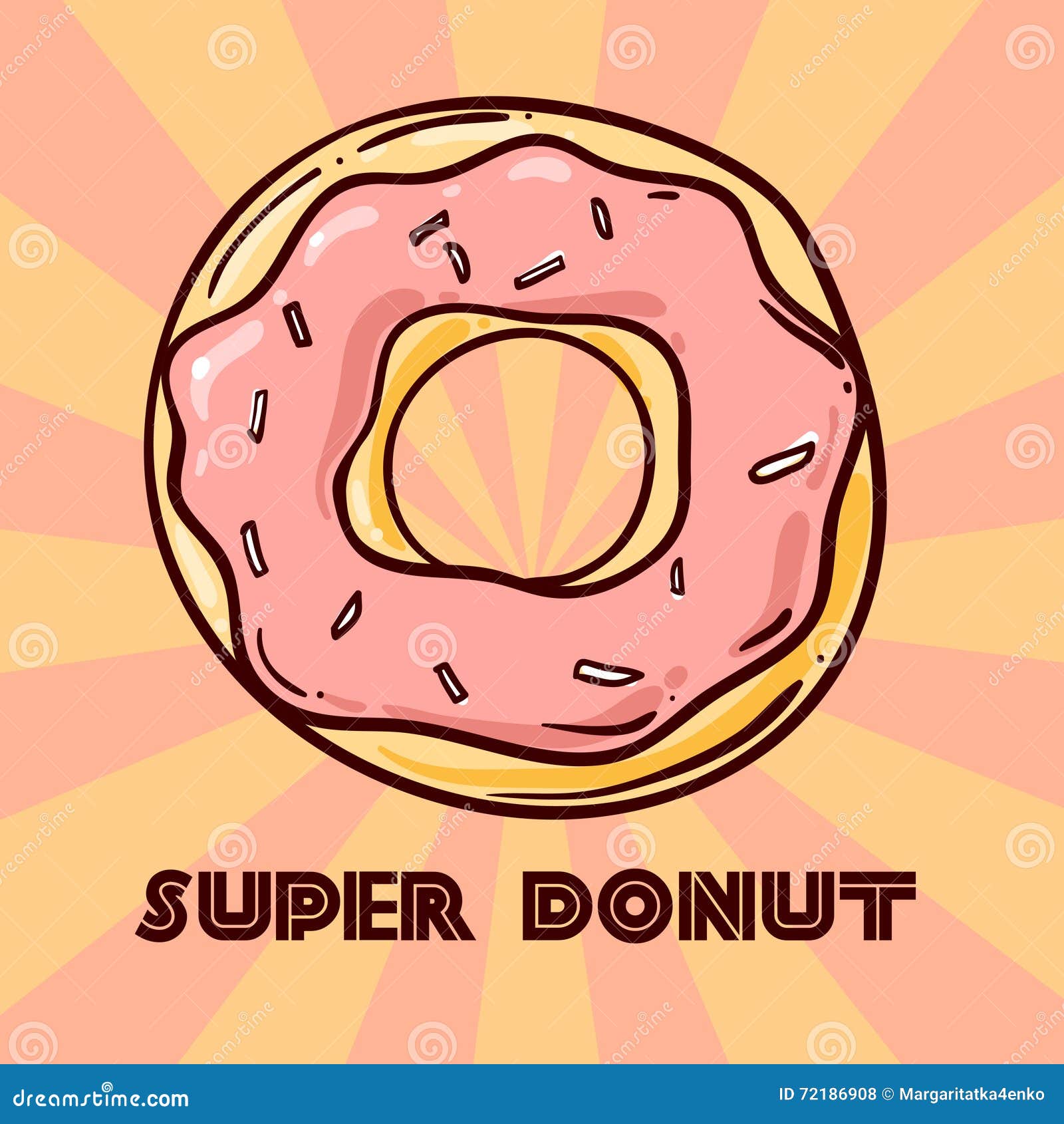 Donut doodle style stock vector. Illustration of snack - 72186908