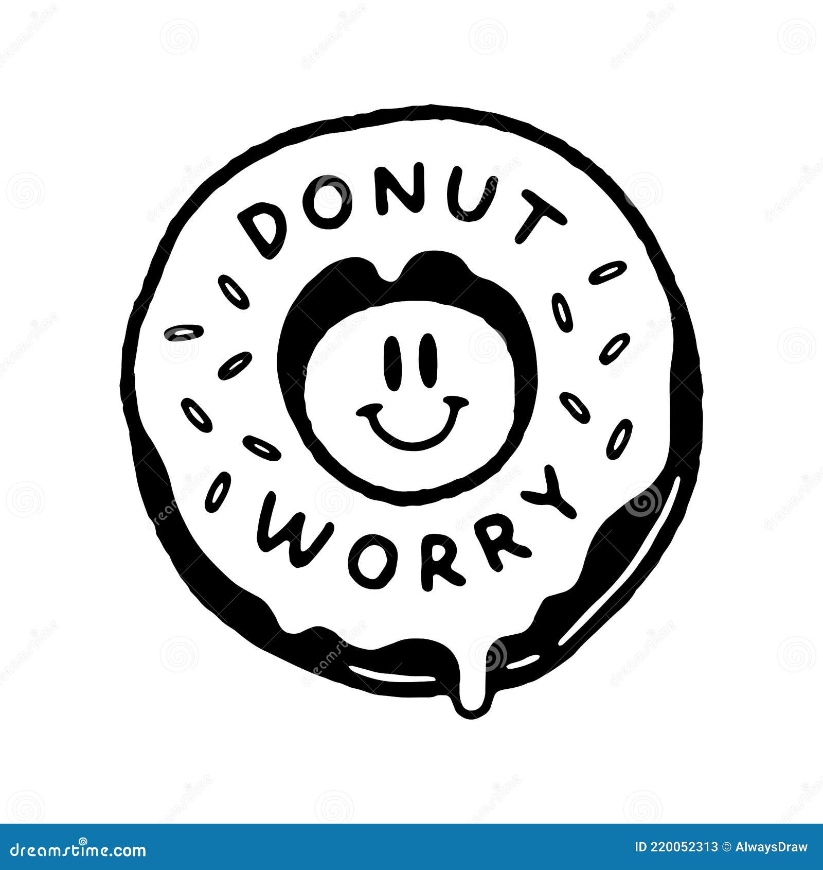 DONUT WORRY ICON LOGO BLACK WHITE Stock Vector - Illustration of dough ...