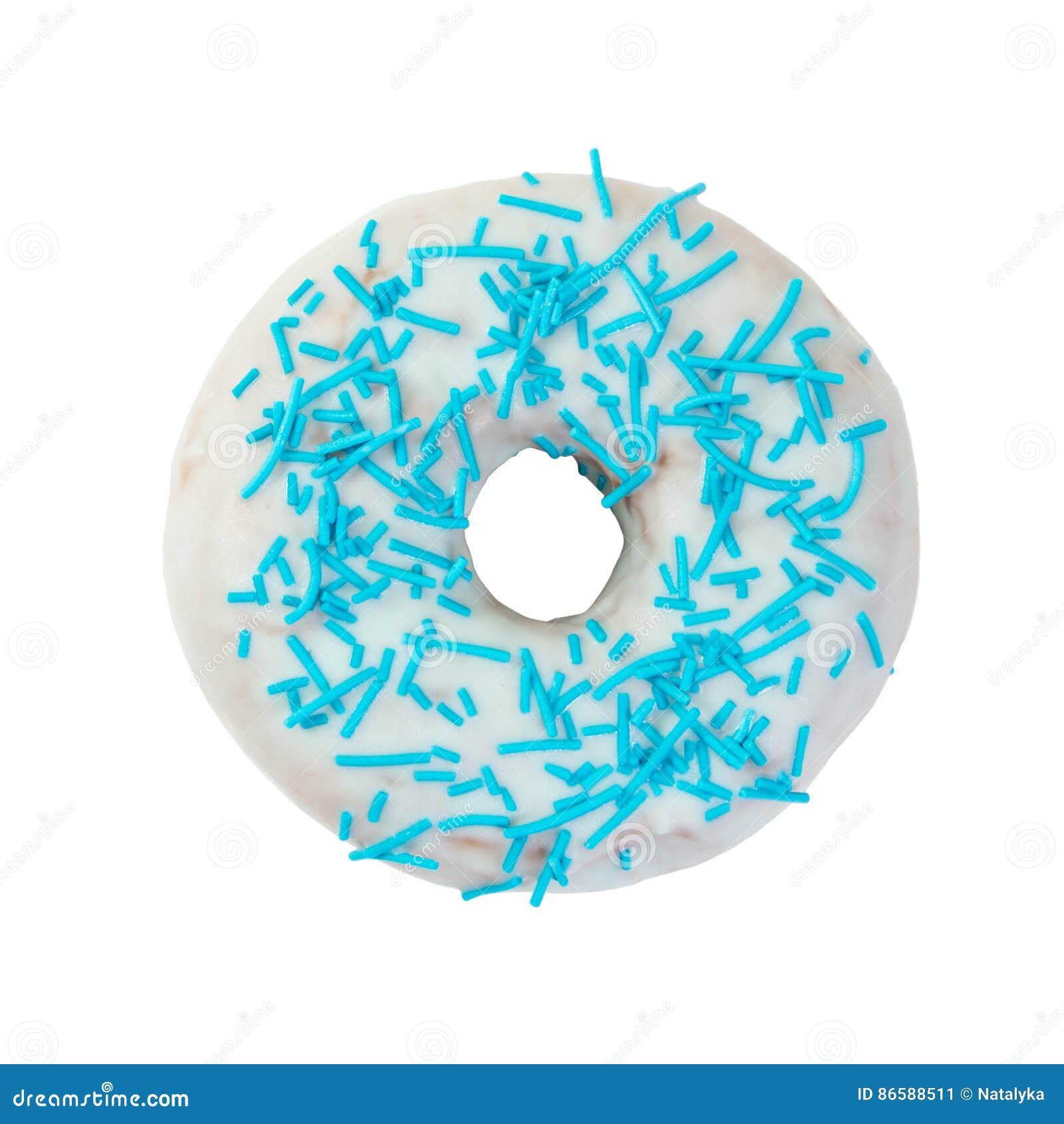 Donut with Glaze and Blue Sprinkles Stock Image - Image of circle ...