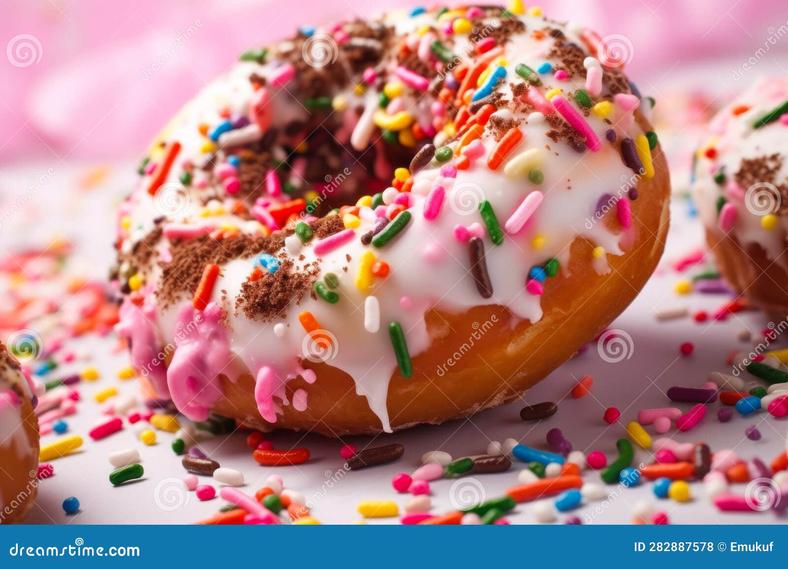 Donut with Icing and Sprinkles Generative Ai Stock Illustration ...