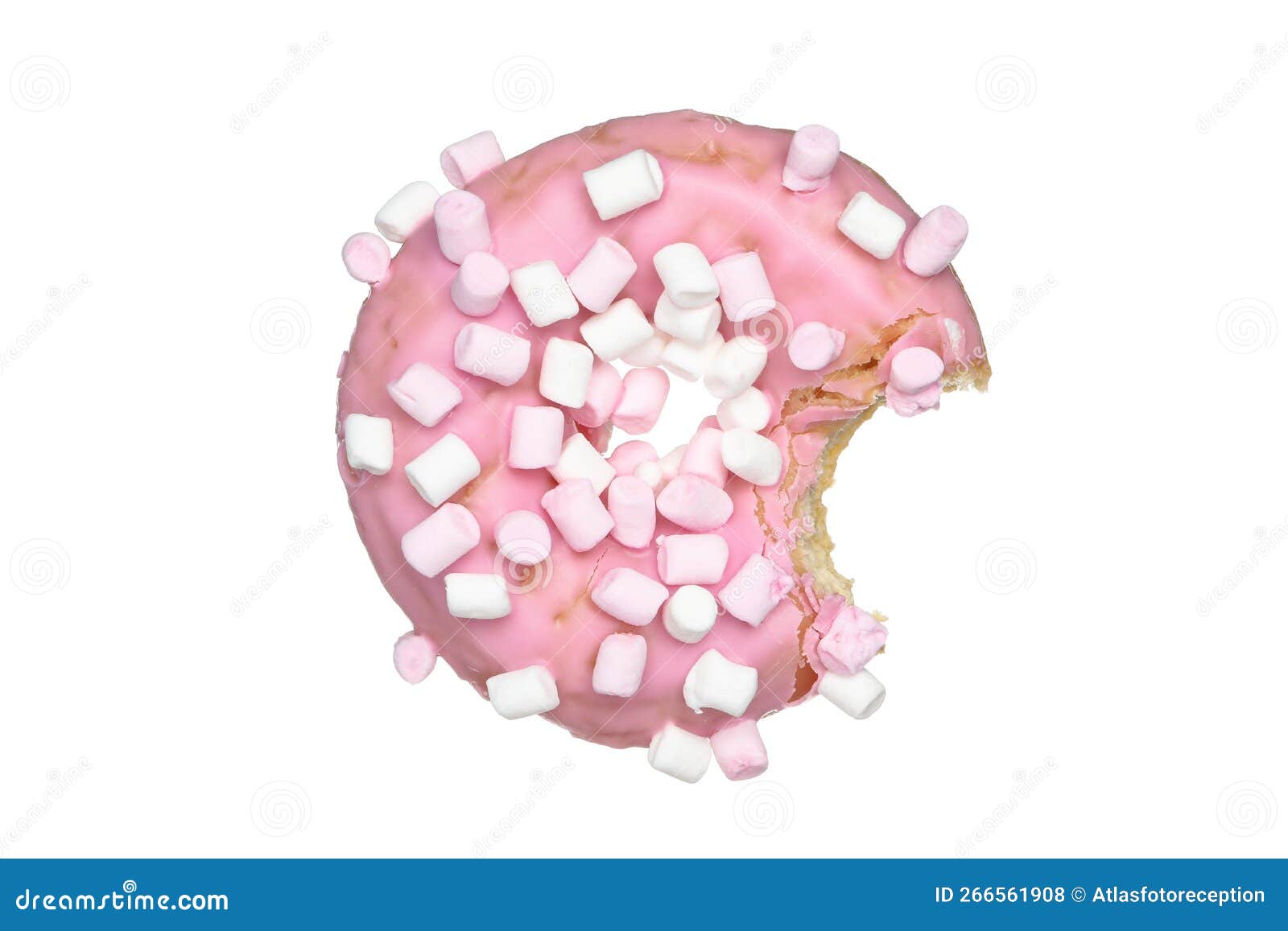 Donut with Marshmallows Isolated on White Background Stock Photo ...