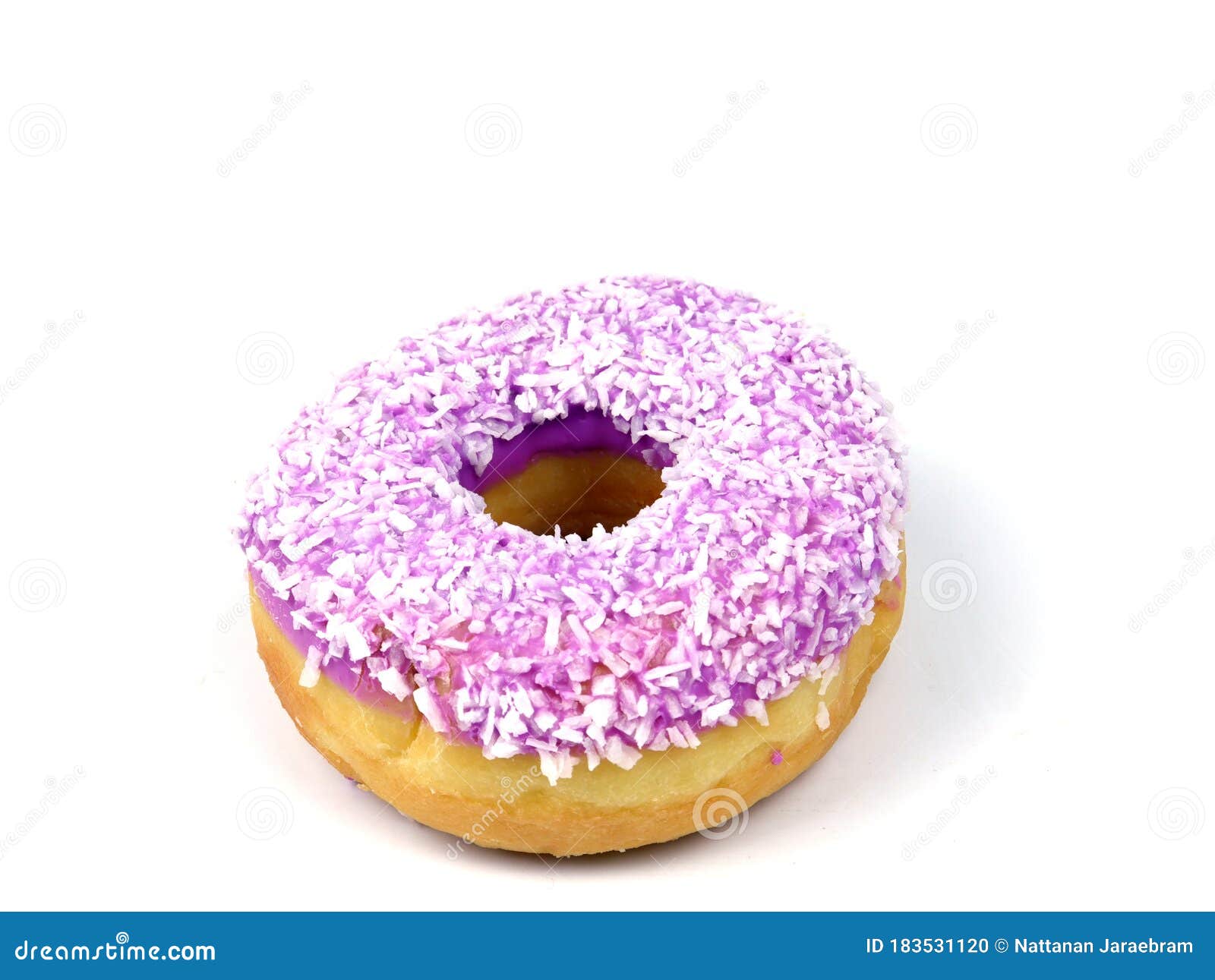 A Delicious Purple and White Donut Stock Photo - Image of donut, flat ...