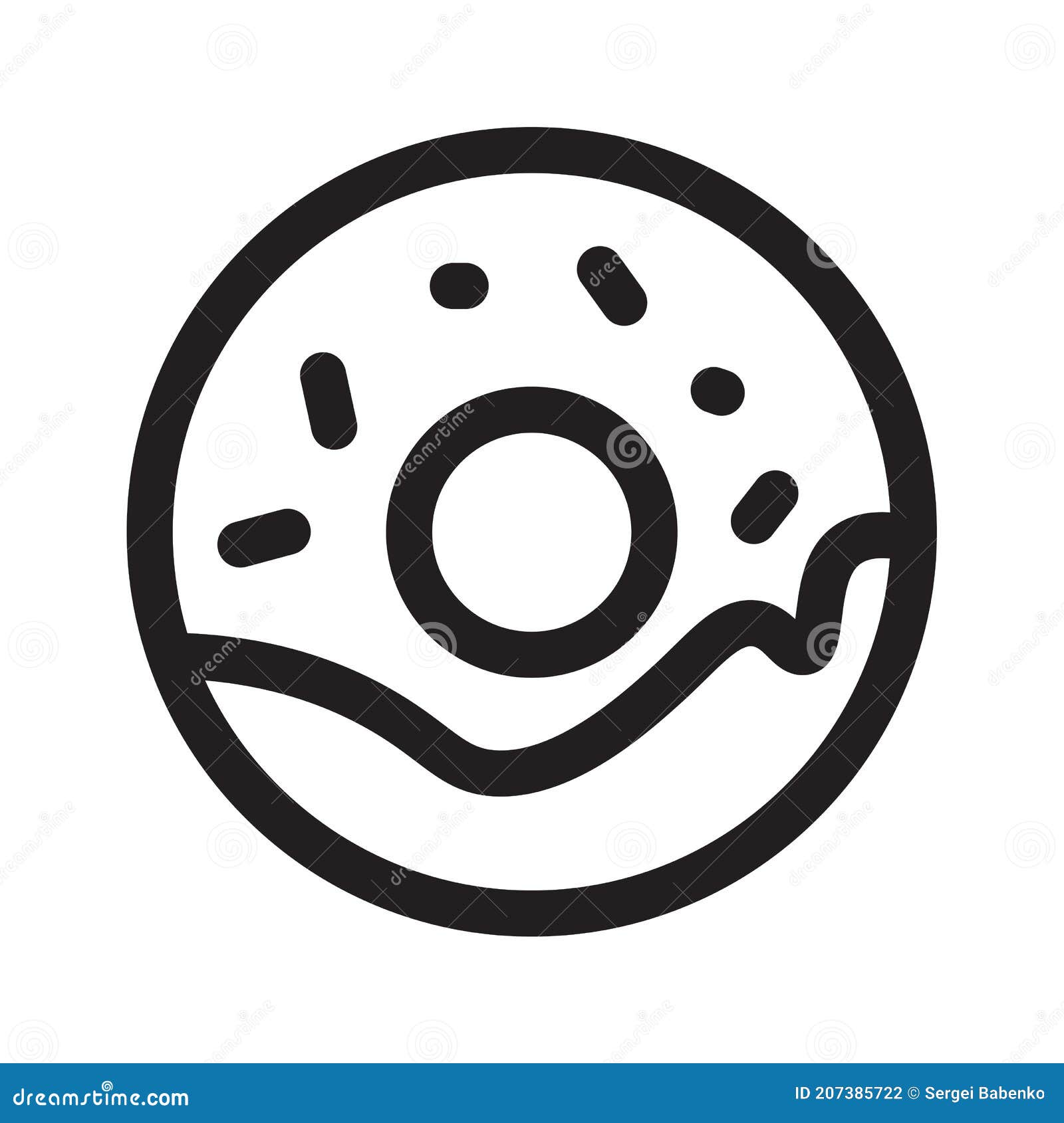 Donut Outline Icon Isolated on White Background Stock Illustration ...