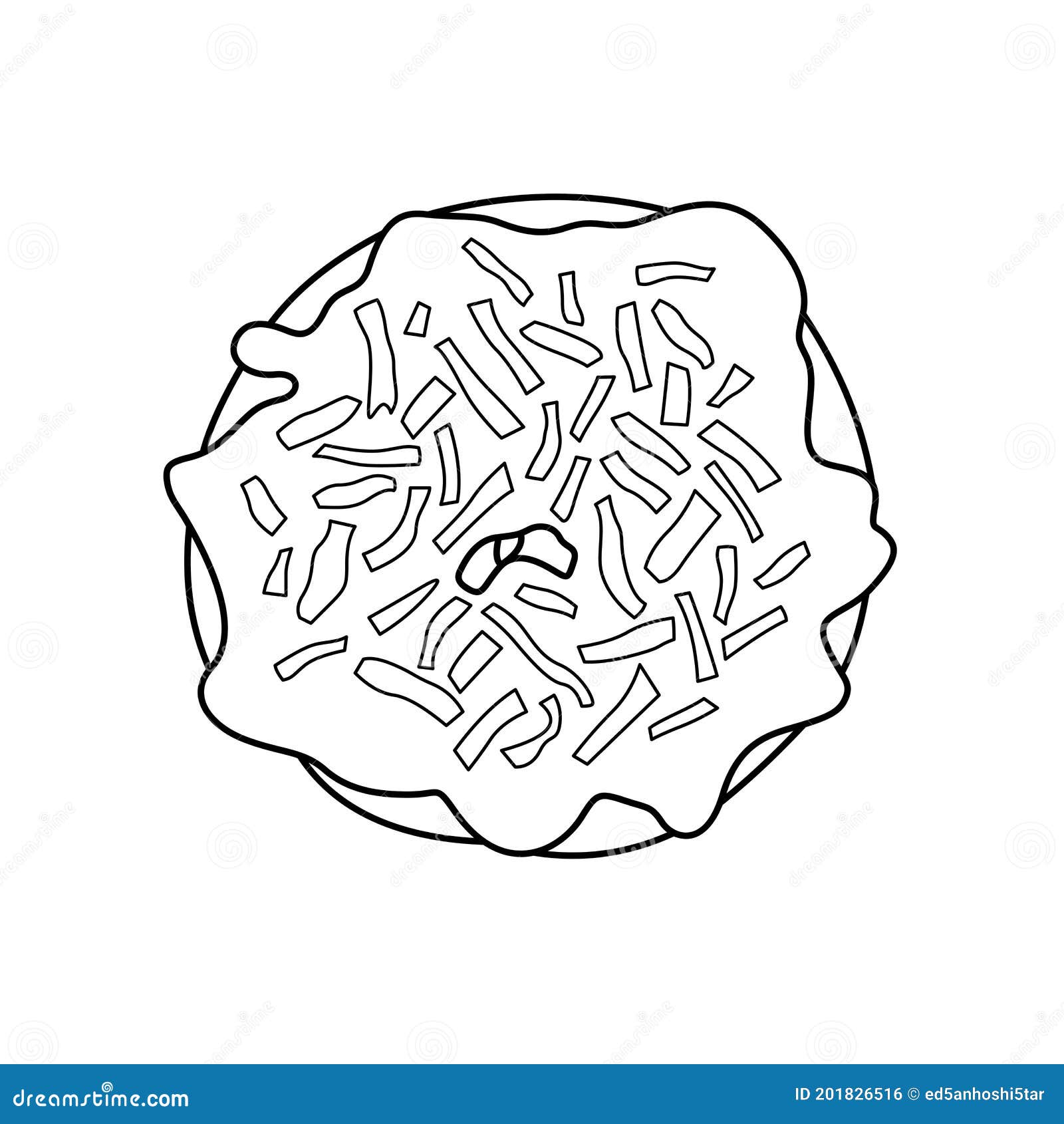 Donut Outline Doodle Isolated Vector Illustration Bagel Linear Cartoon ...