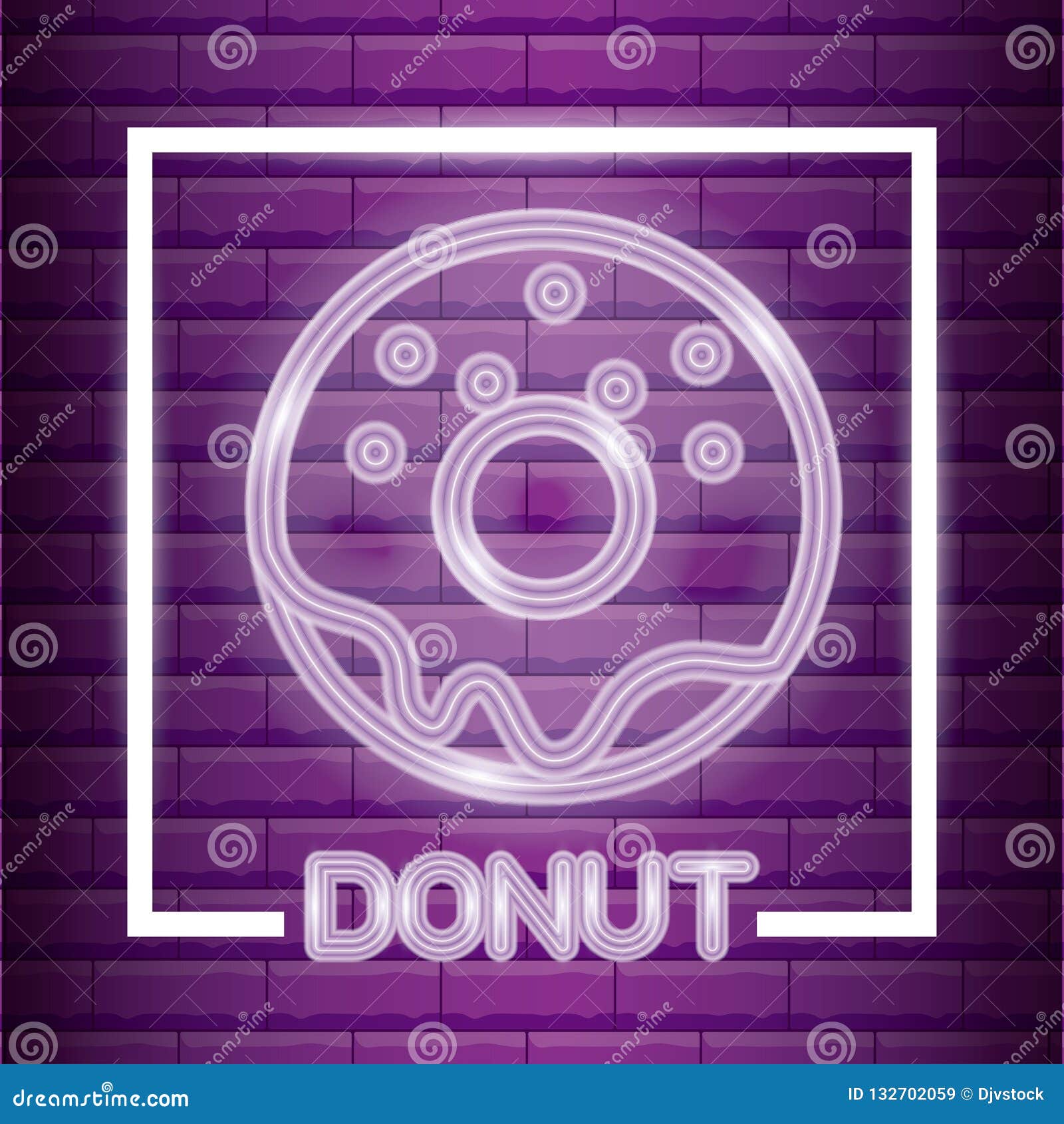 Donut Pastry Neon Light Label Stock Vector - Illustration of donut ...