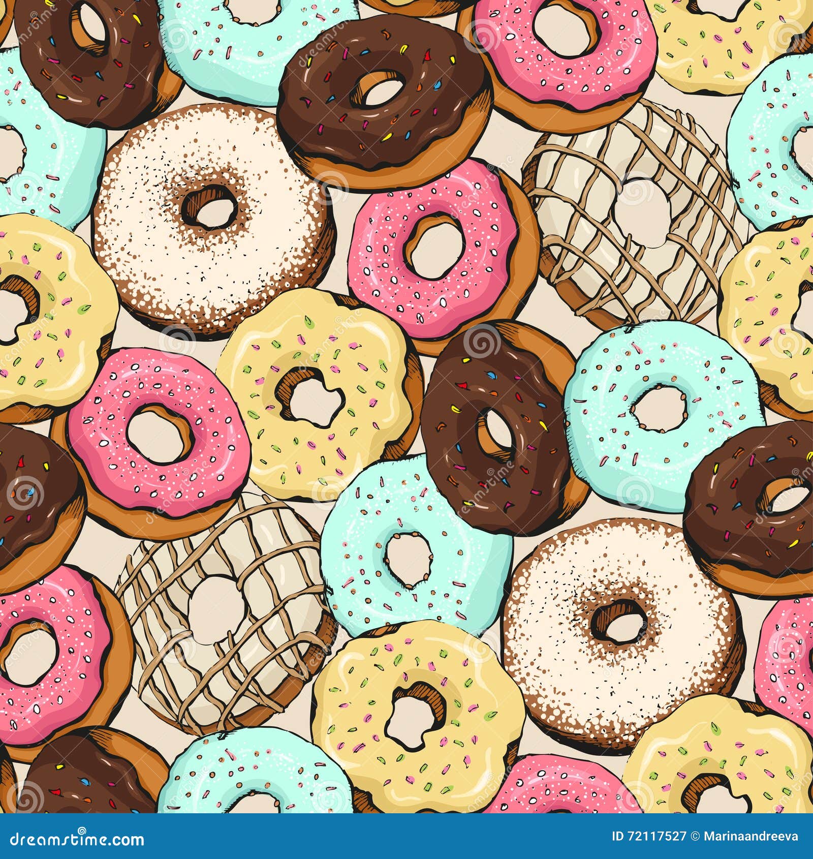Donut Pattern Cartoon Vector | CartoonDealer.com #29522275