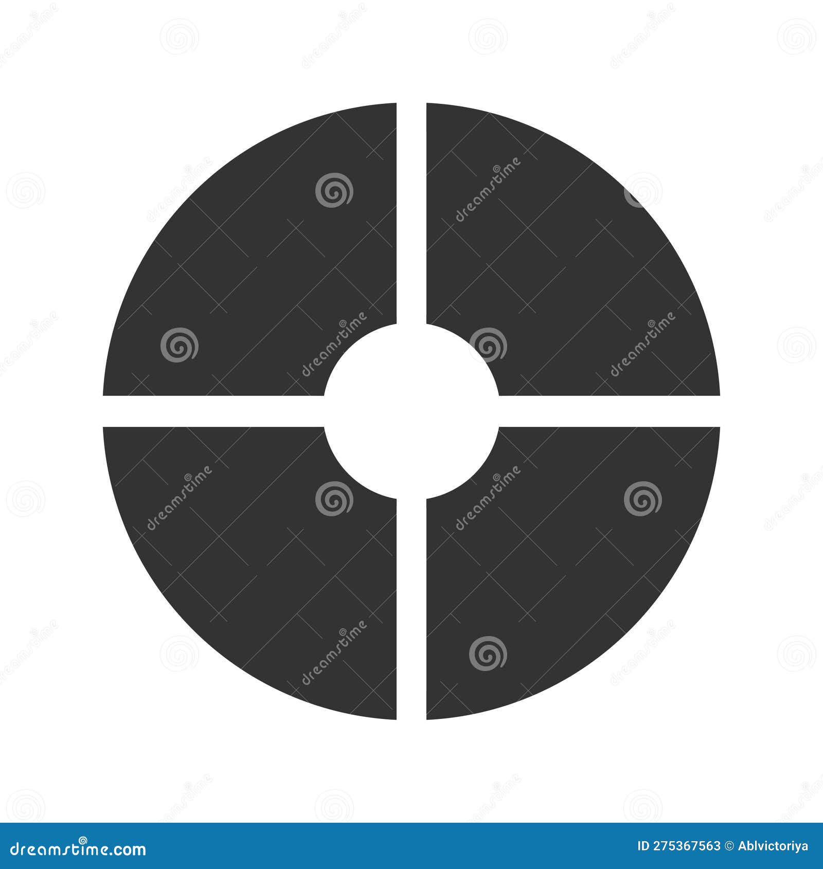 Donut or Pie Chart. Circle Divided on 4 Equal Slices Stock Illustration ...