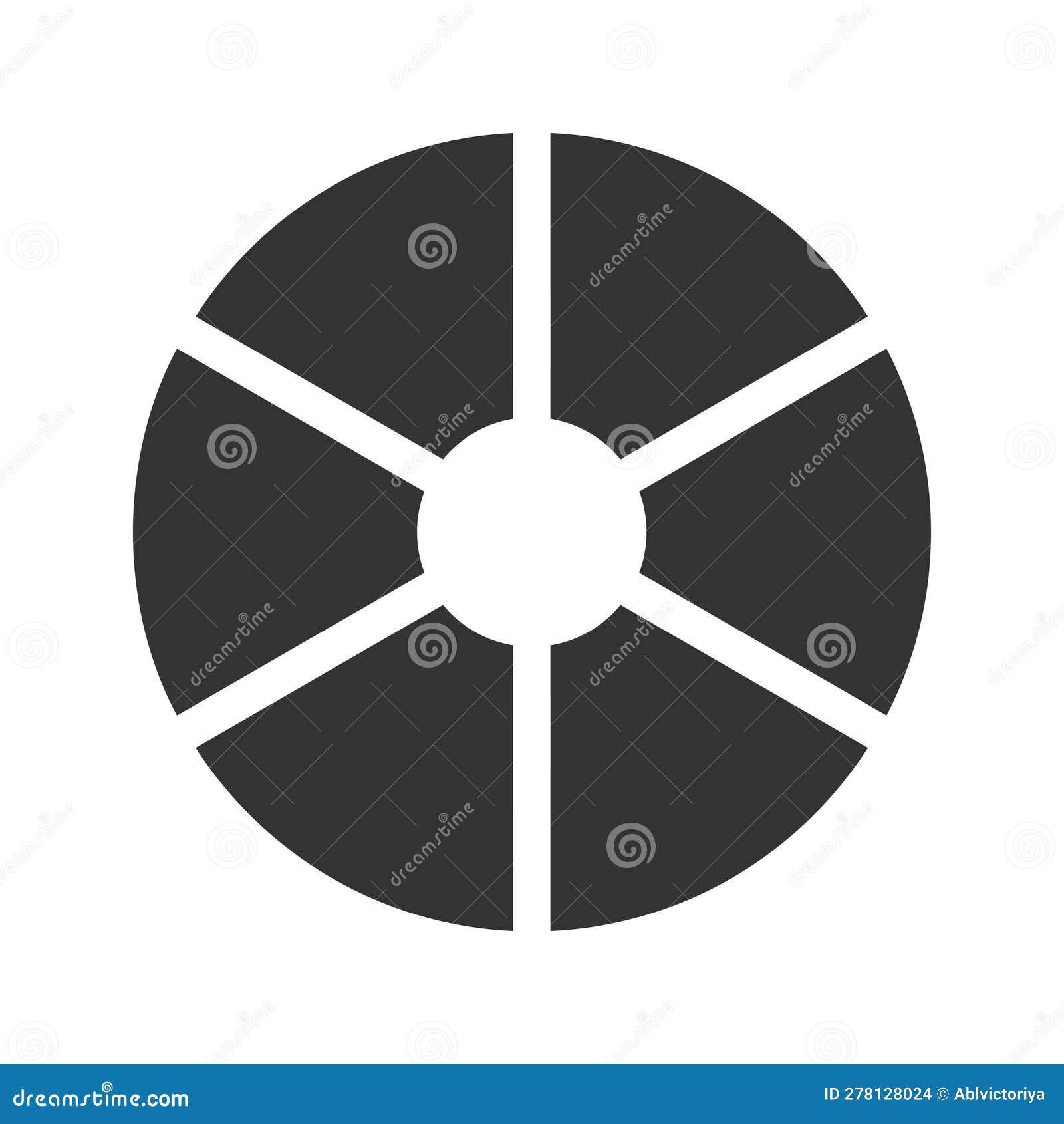 Donut, Pie Or Pizza Chart Example. Circle Divided On 6 Equal Slices ...