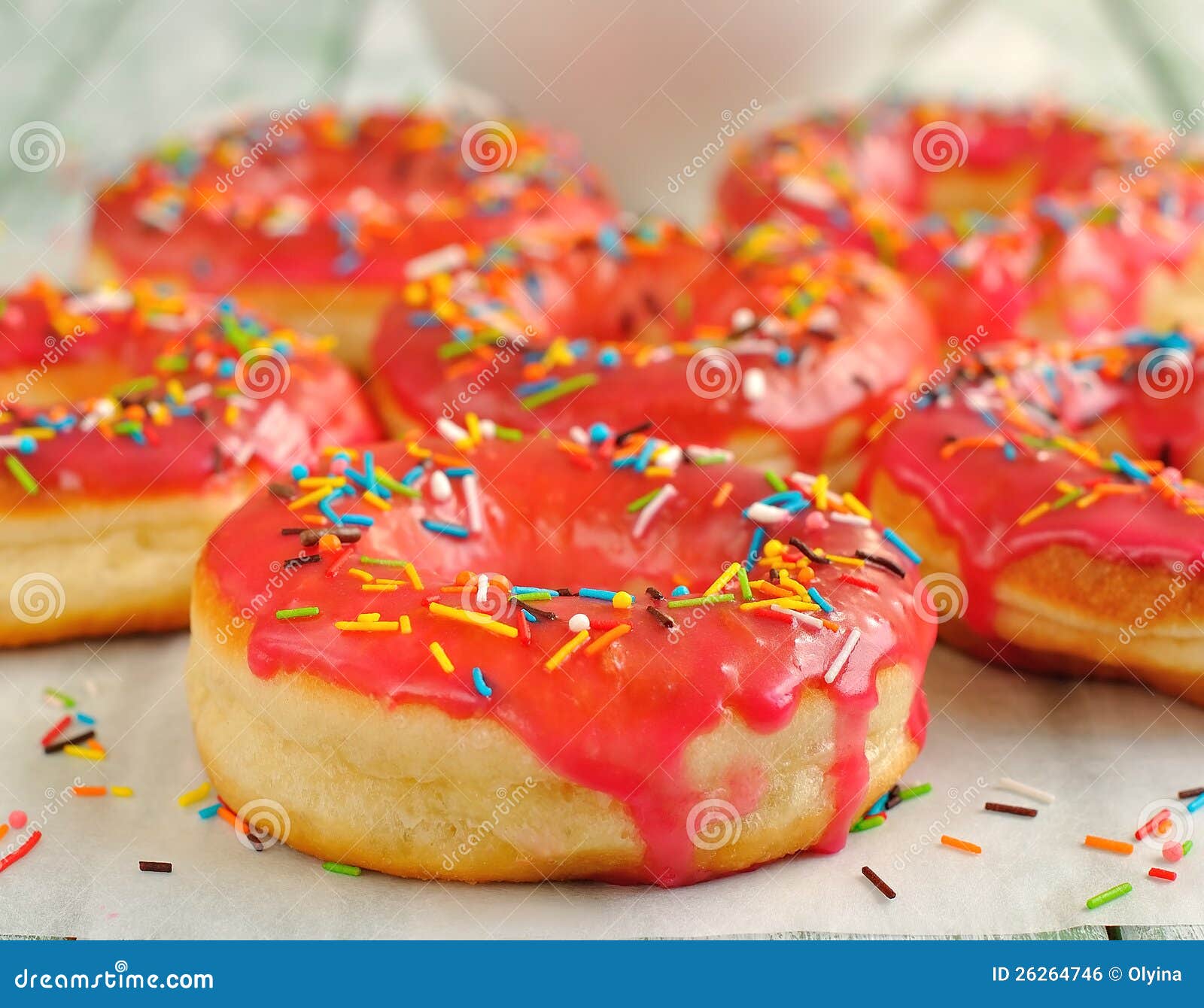 Donut with pink frosting stock photo. Image of glazed - 26264746