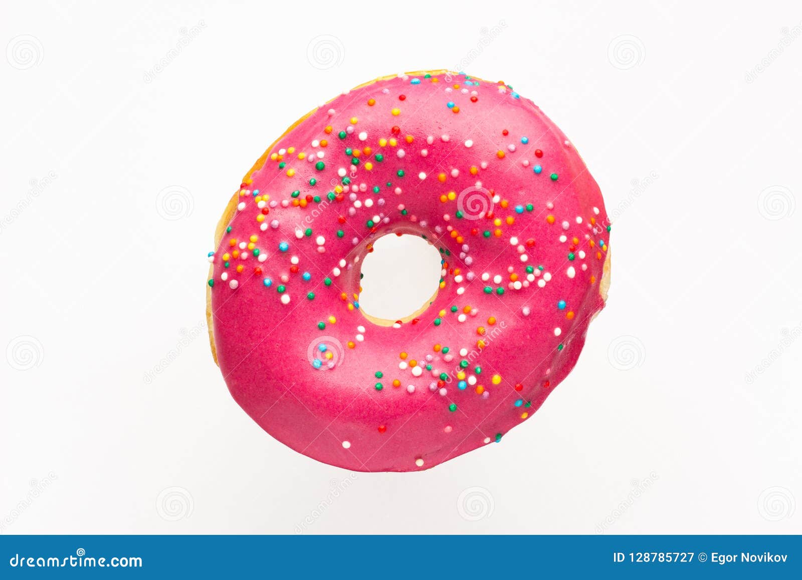 Donut Pink with Sprinkles Isolated on White Background, Close-up Stock ... Donut Pink with Sprinkles Isolated on White Background, Close-up Stock ...