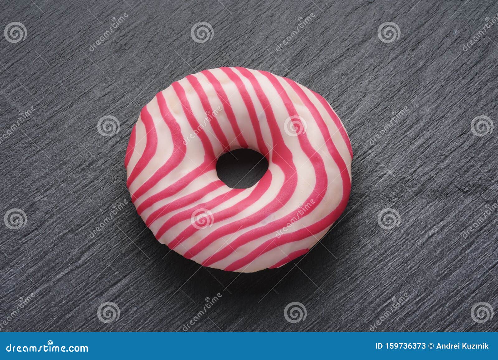 Donut With Pink Cream With Nuts And Strawberries. Top View. Isolated ...