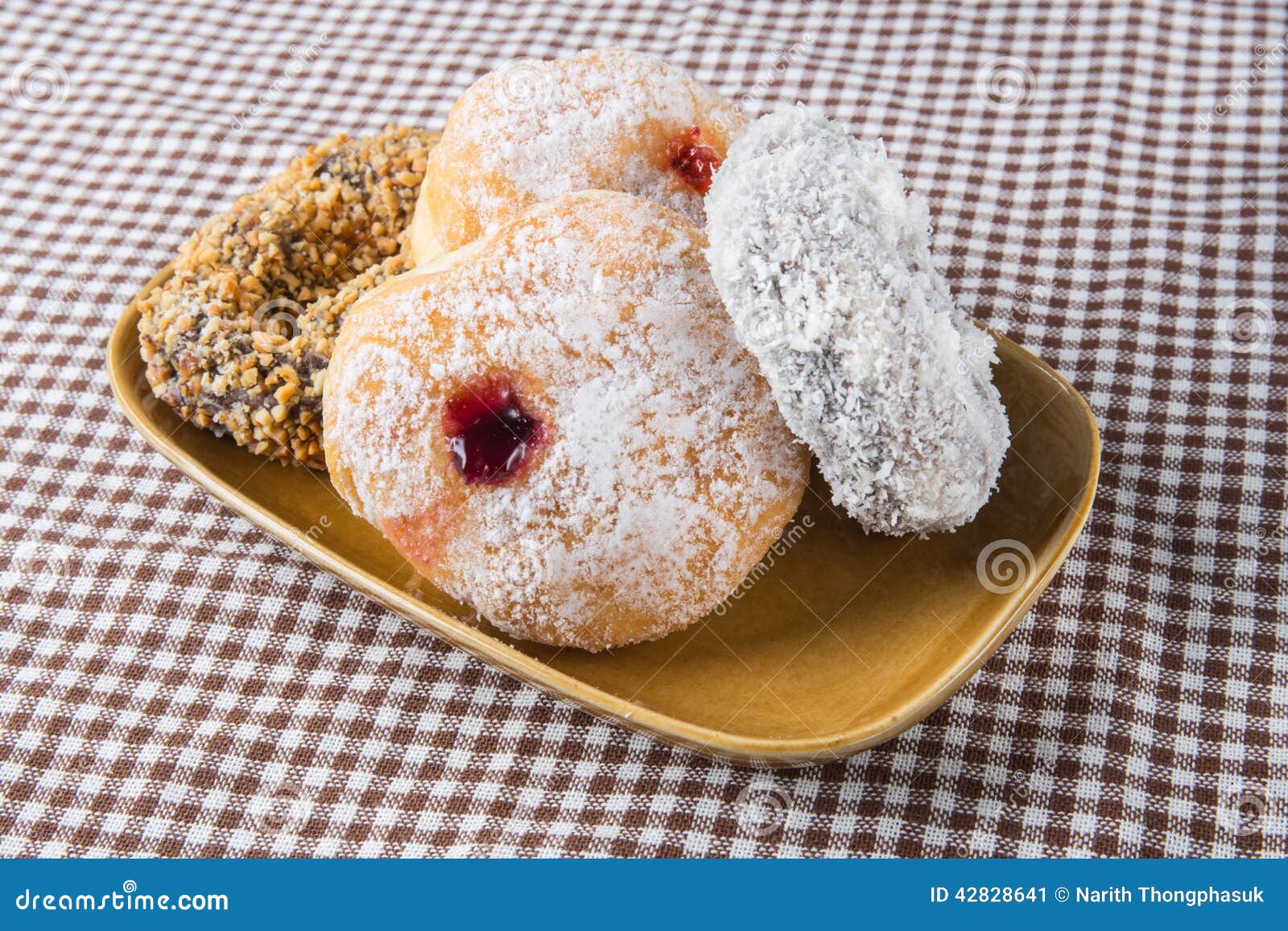 Donut on a plate stock image. Image of table, fried, plate - 42828641