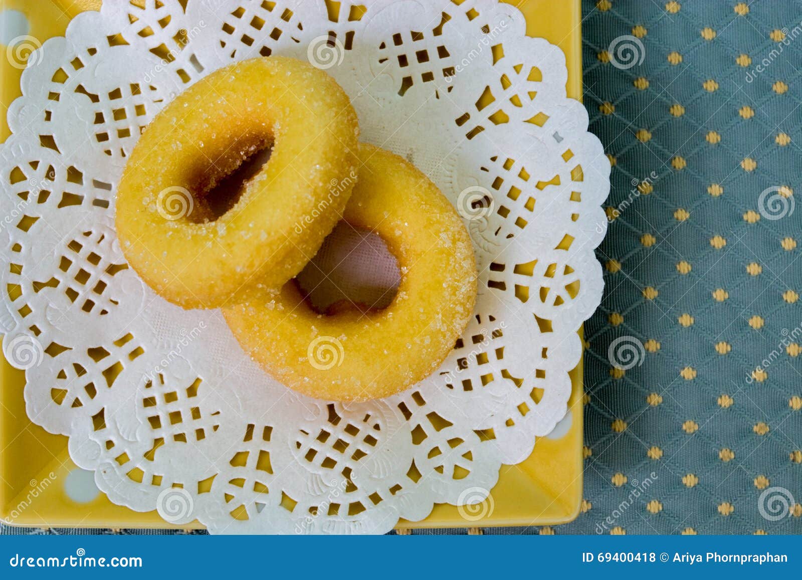 Donut on plate w stock photo. Image of sugar, mini, dessert - 69400418