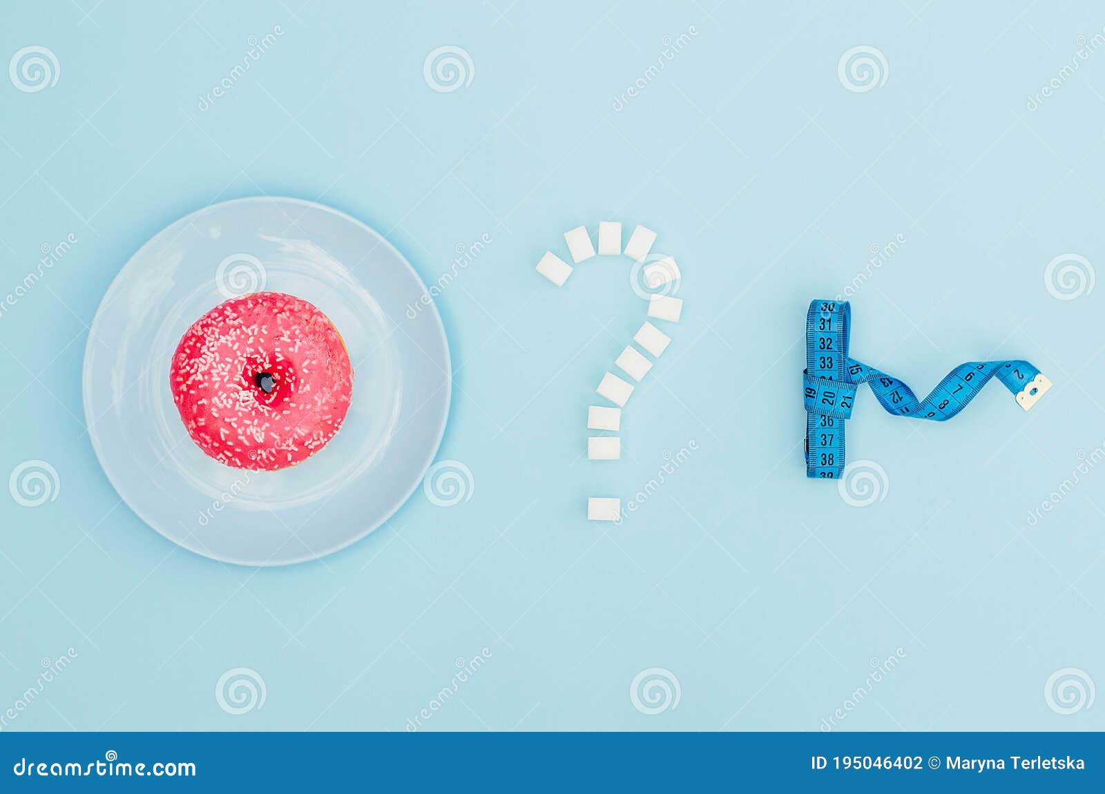 Donut with a Question Mark from Sugar Cubes and a Centimeter for the ...