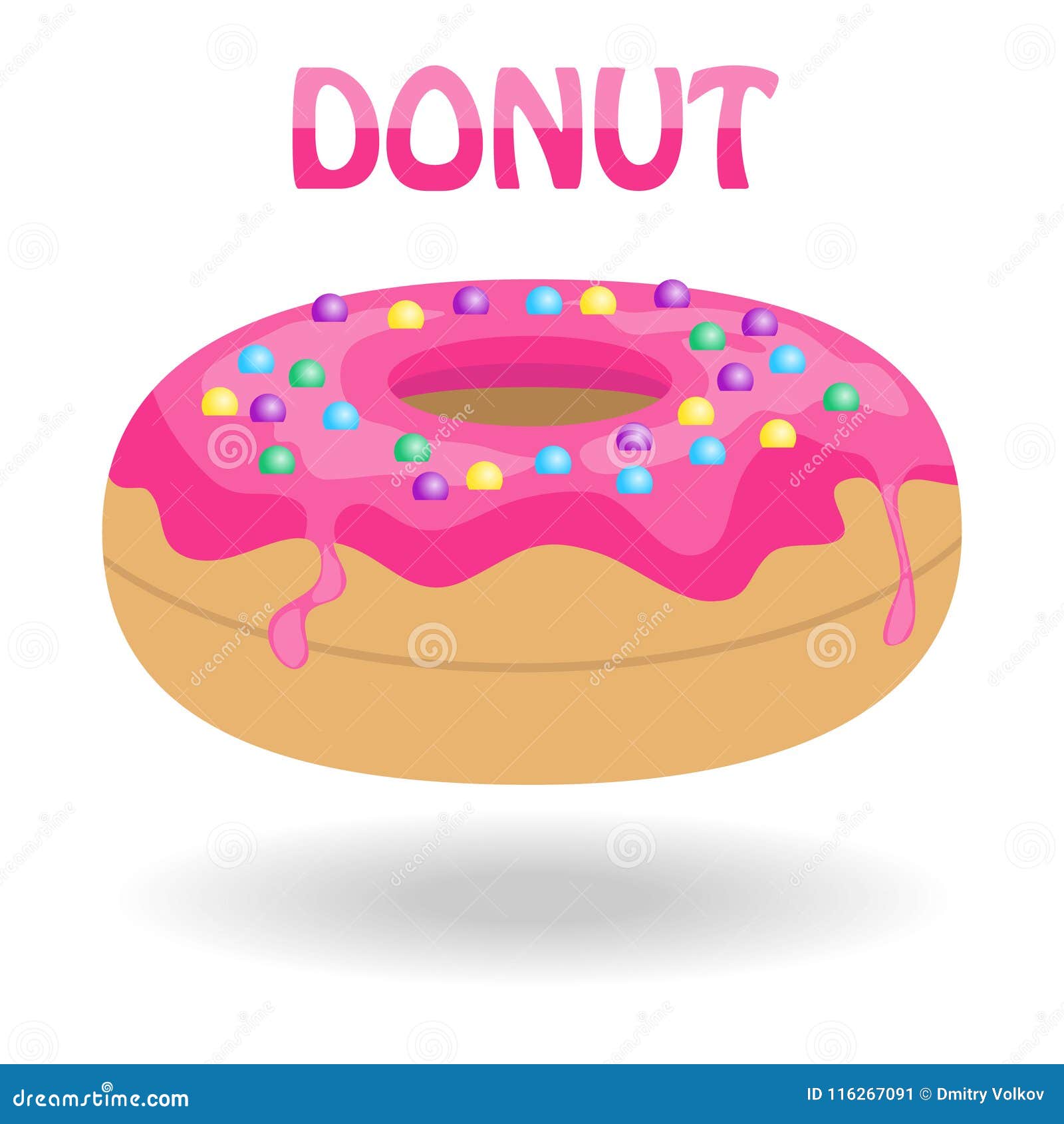 Donut, a Realistic 3D Donut with a Shadow. Stock Vector - Illustration ...