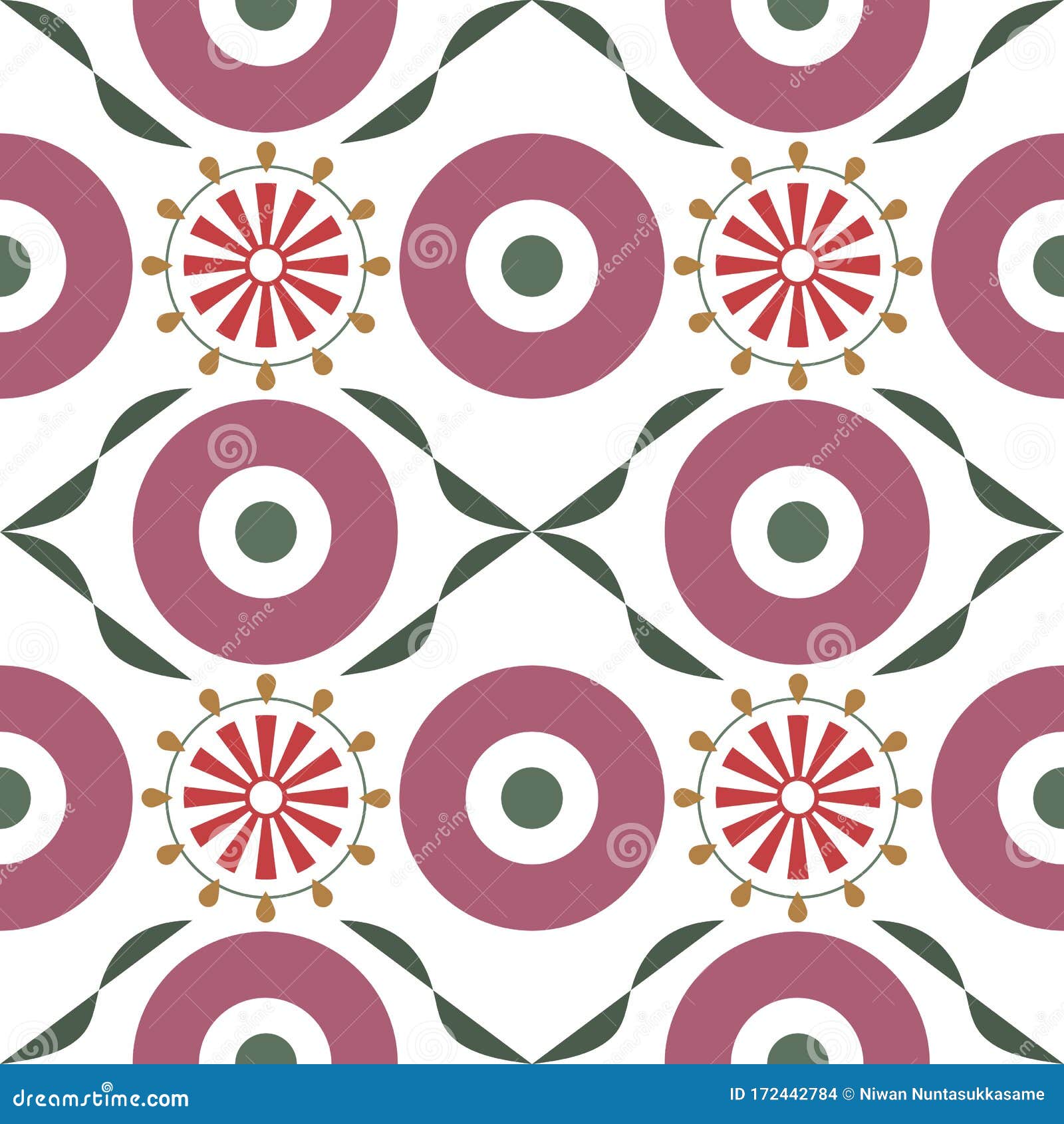 Donut Shape and Pentagram, Drop of Water Seamless Pattern, Vector ...