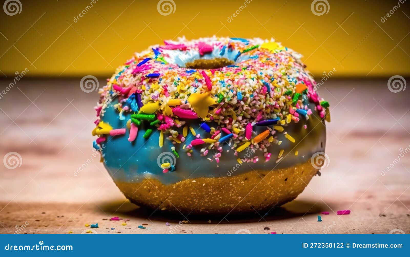 A Donut with Sprinkles and Blue Icing Stock Illustration - Illustration ...