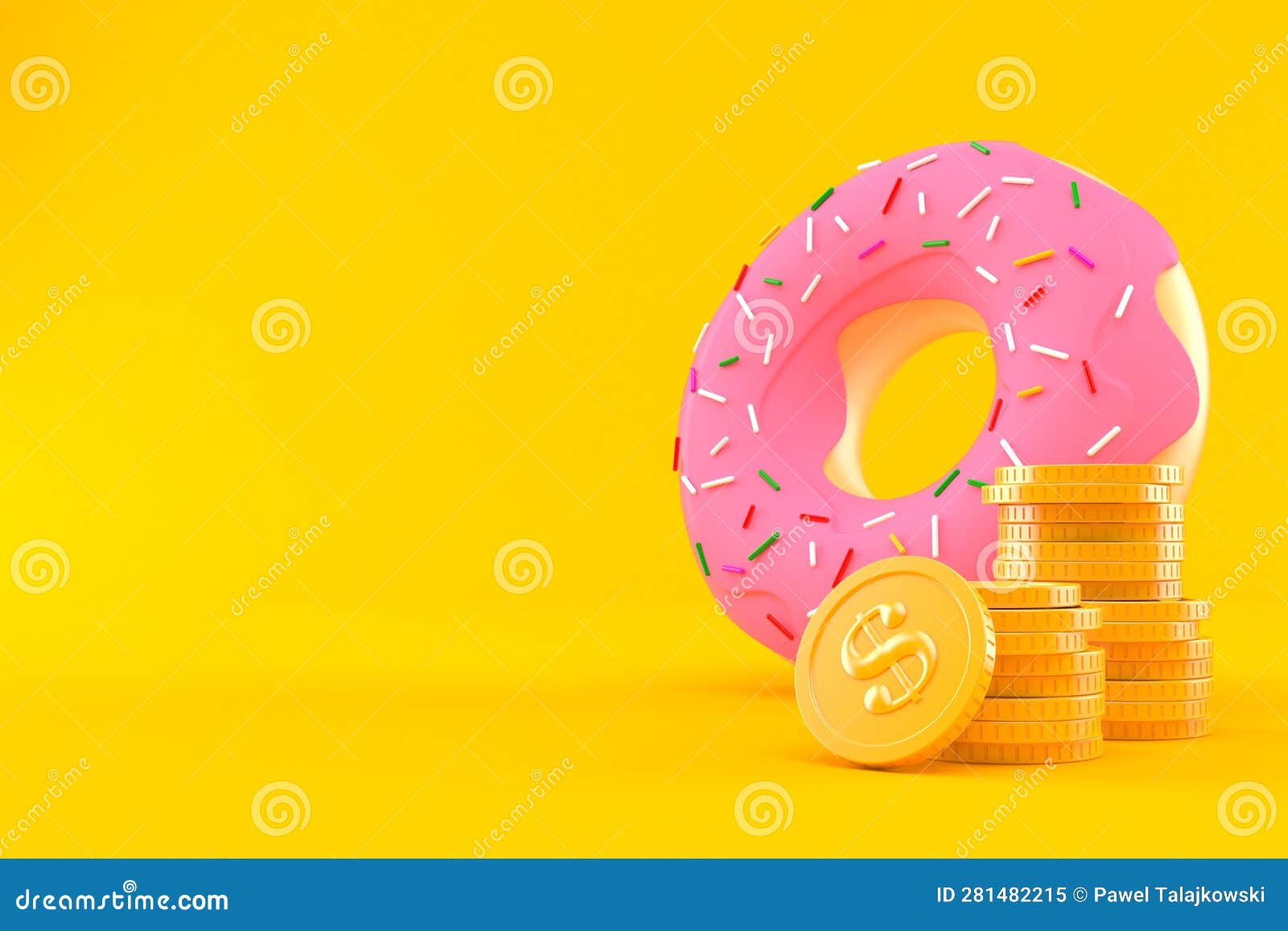 Donut with stack of coins stock illustration. Illustration of financial ...