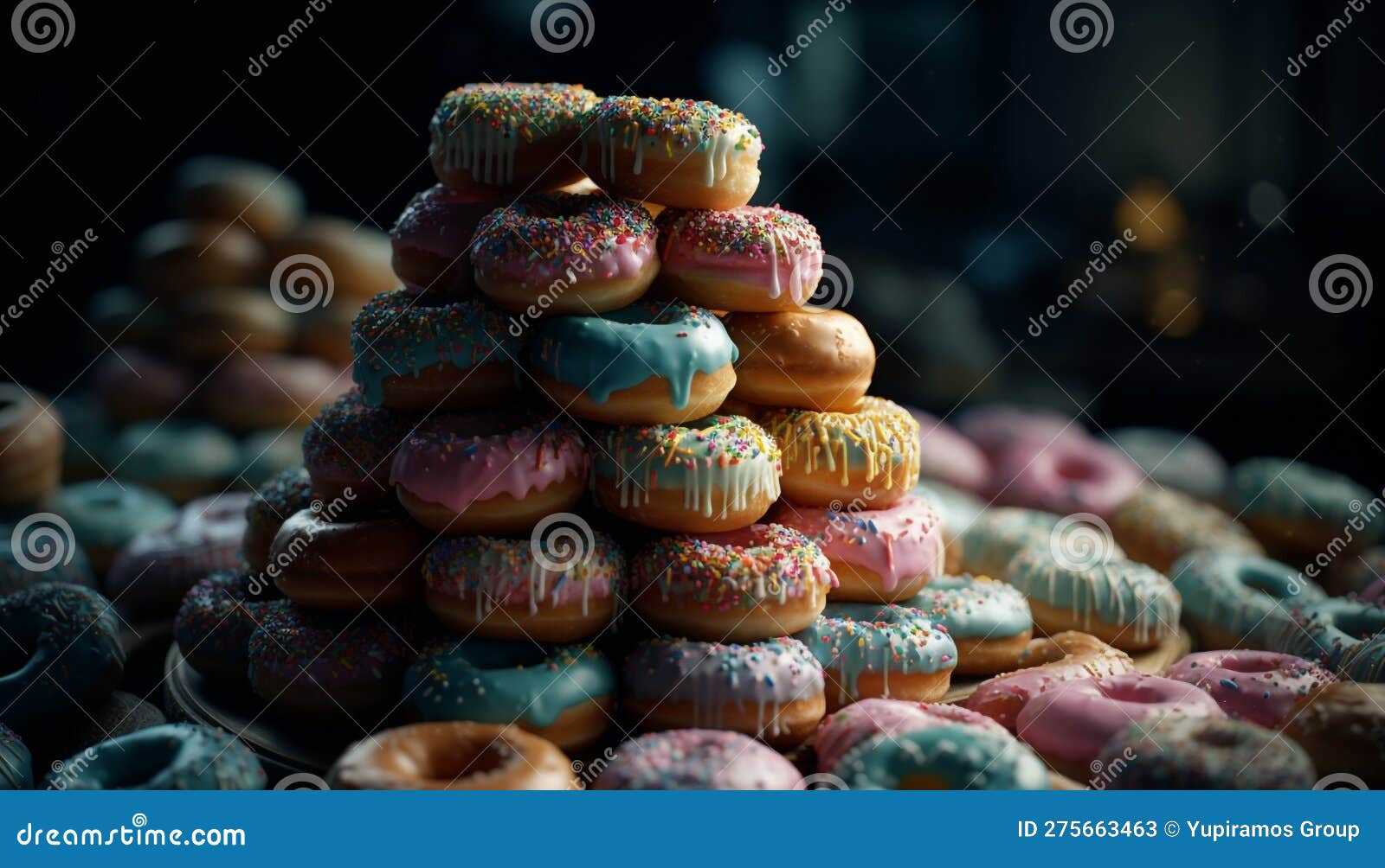Donut Stack with Sweet Icing Decoration Generated by AI Stock Image ...