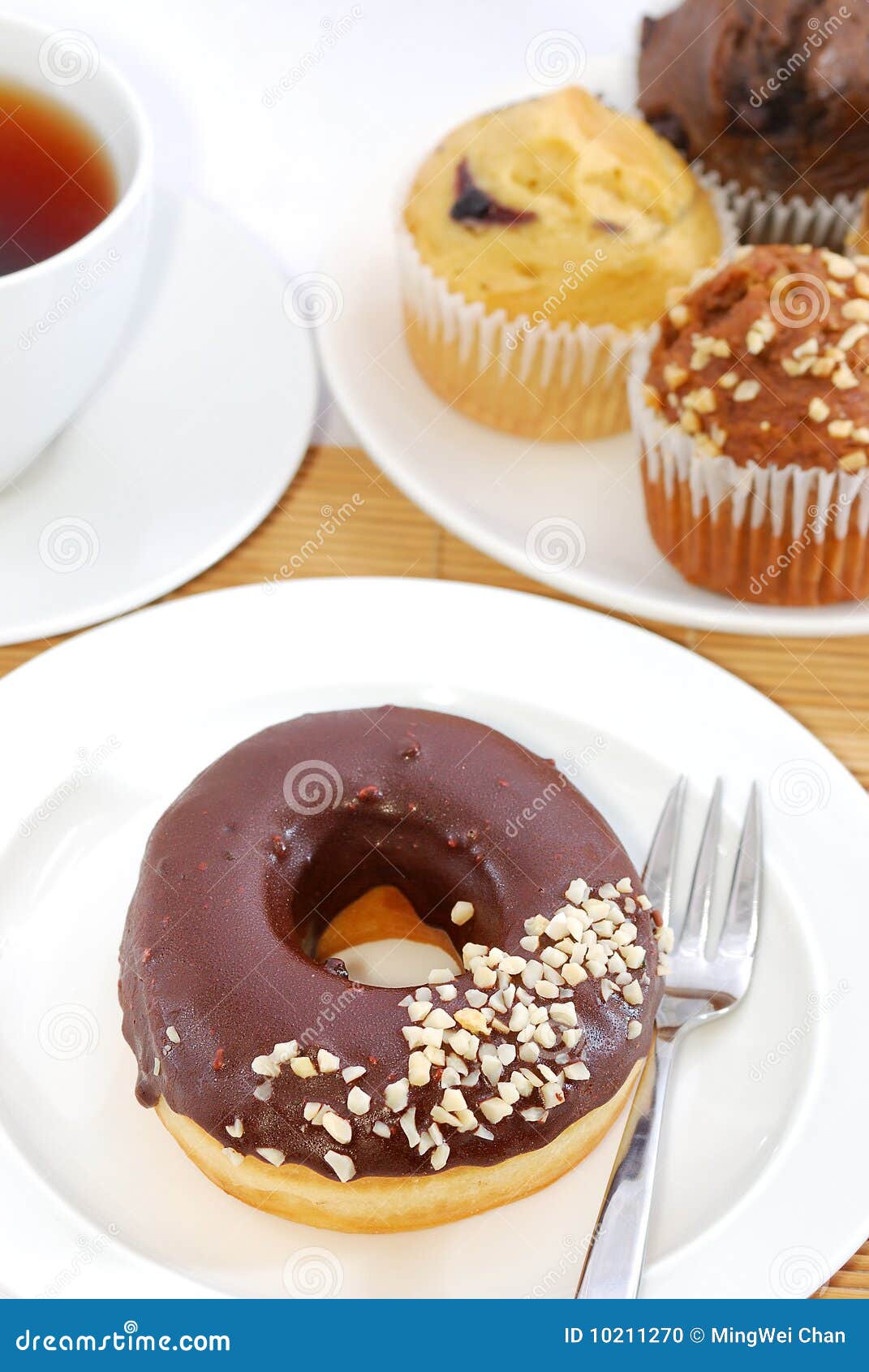 Donut Tea Break stock photo. Image of deep, icing, isolated - 10211270