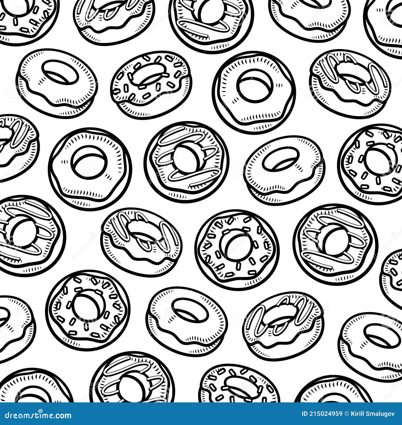 Donut Texture Background. Collection Icons Donuts Stock Vector ...