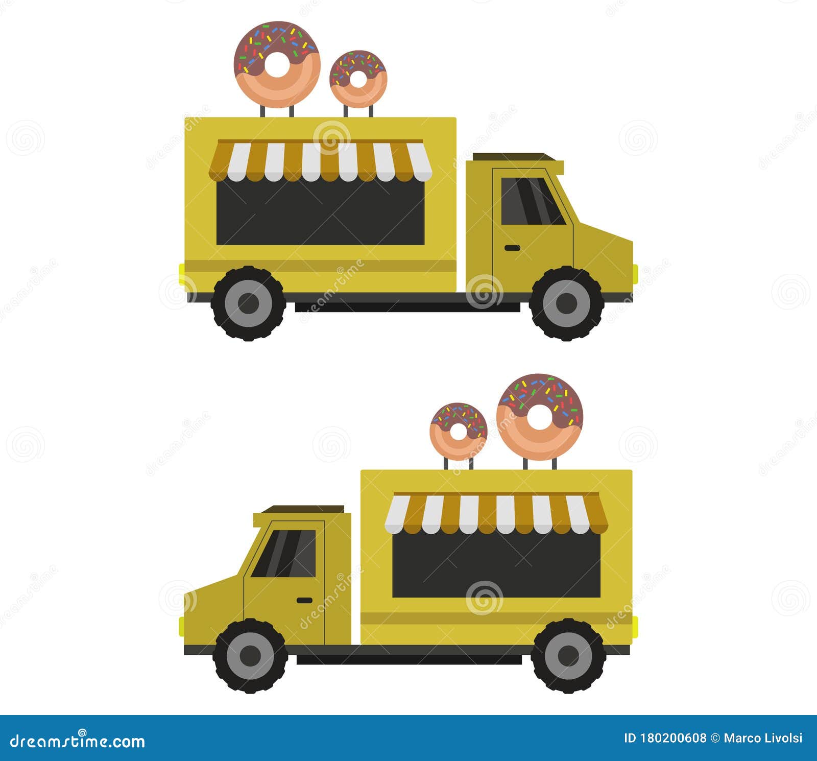 Donut Truck Icon. Street Food Van Vehicle, Delivery Transport Isolated ...